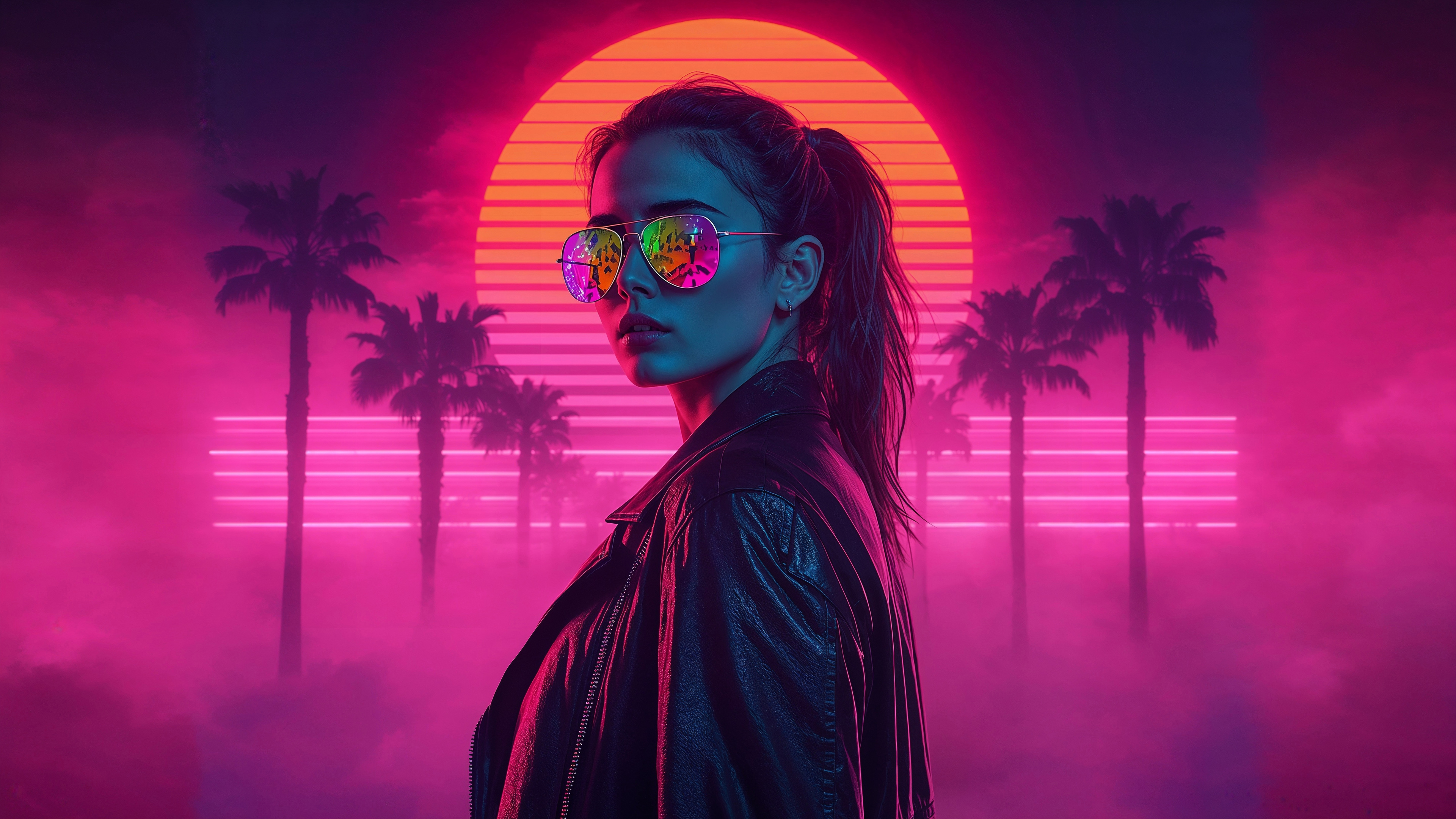 3840x2160 Synthwave Girl In Neon Paradise 4K ,HD 4k Wallpapers,Images ...