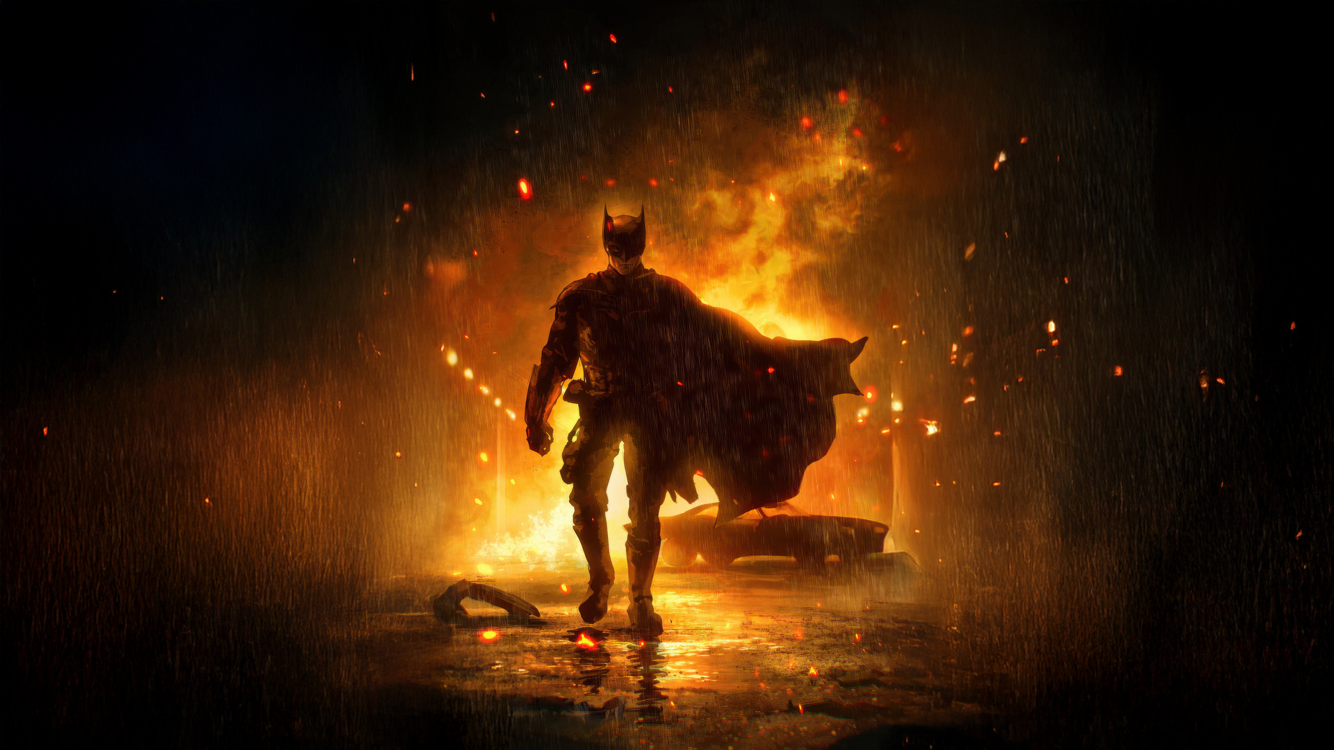 1920x1080 The Batman Walking Through Flames Laptop Full HD 1080P ,HD 4k ...