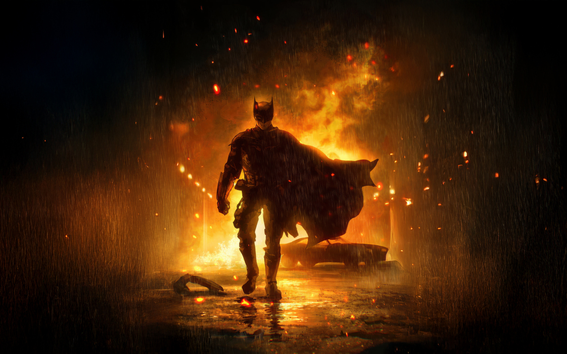 1920x1200 The Batman Walking Through Flames 1080P Resolution ,HD 4k ...