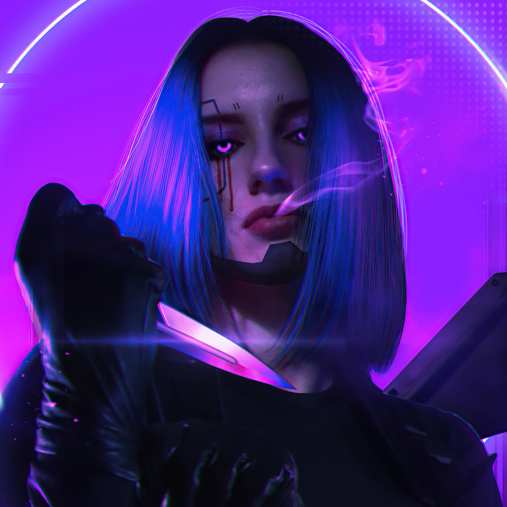 1024x1024 The Cyber Assassin Girl 4k 1024x1024 Resolution Hd 4k