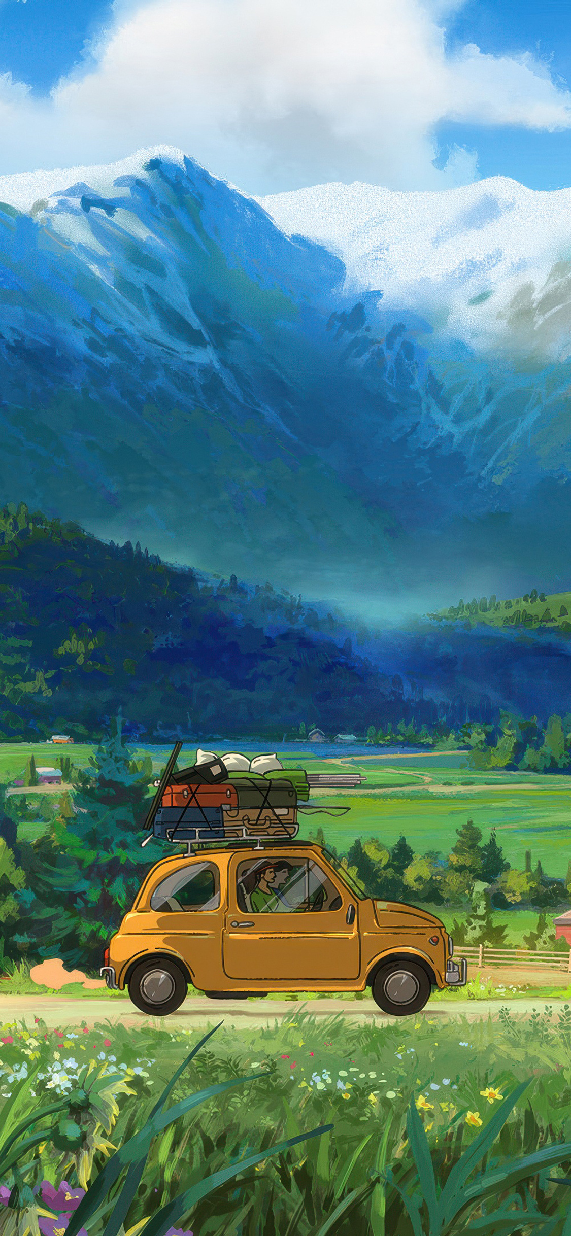 1125x2436 The Drive To Somewhere Peaceful Countryside Adventure Iphone ...