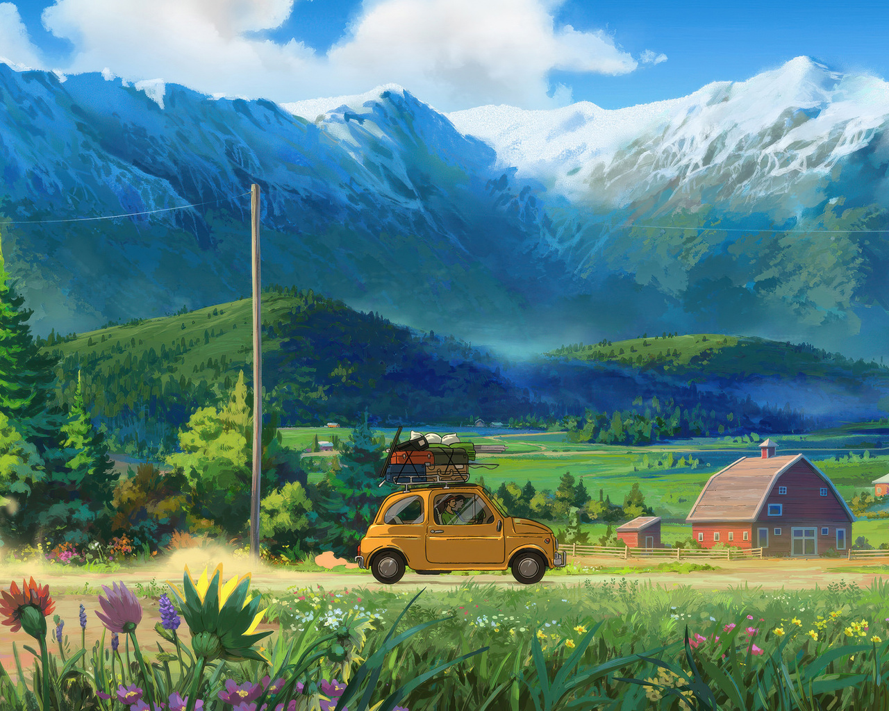 1280x1024 The Drive To Somewhere Peaceful Countryside Adventure ...