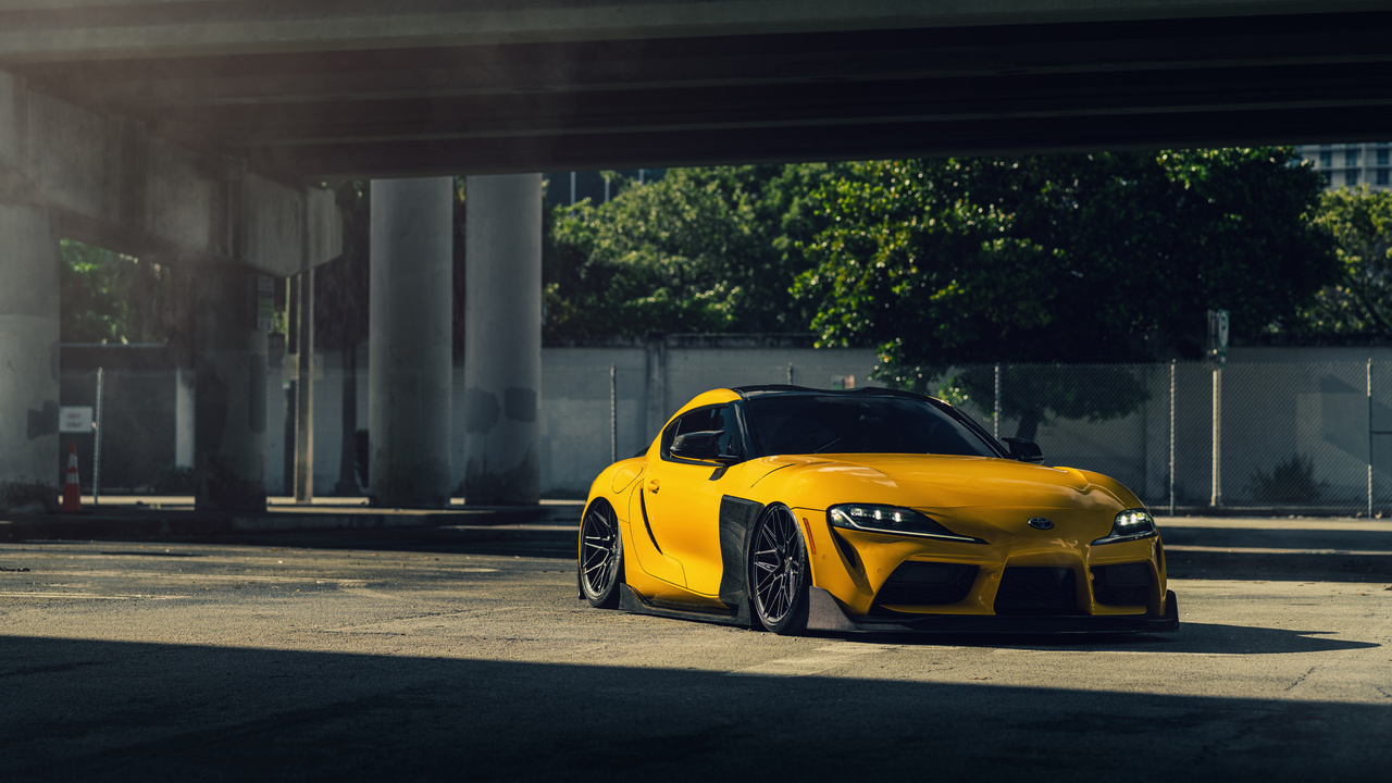 1280x720 Toyota Supra DT Yellow Vossen Bagged 8k 720P HD 4k Wallpapers ...