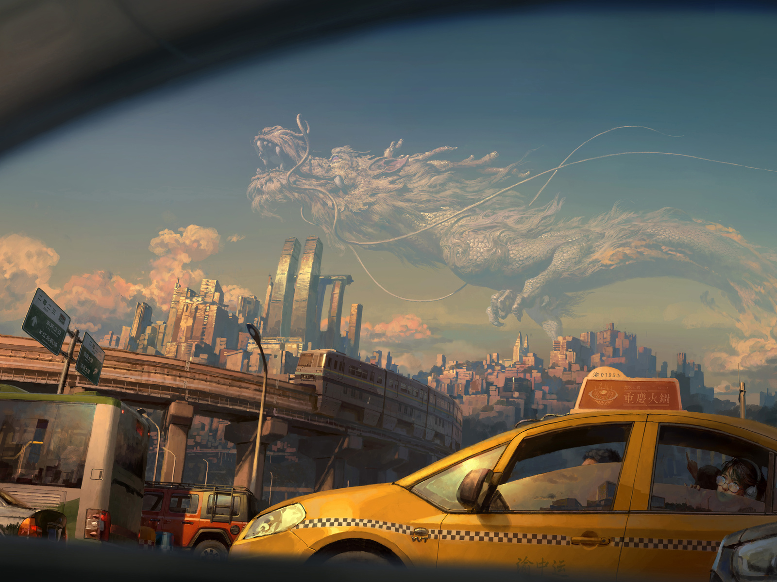 1600x1200 Traffic Day Skyscraper Clouds Sunset Wallpaper,1600x1200 Resolution HD 4k Wallpapers ...