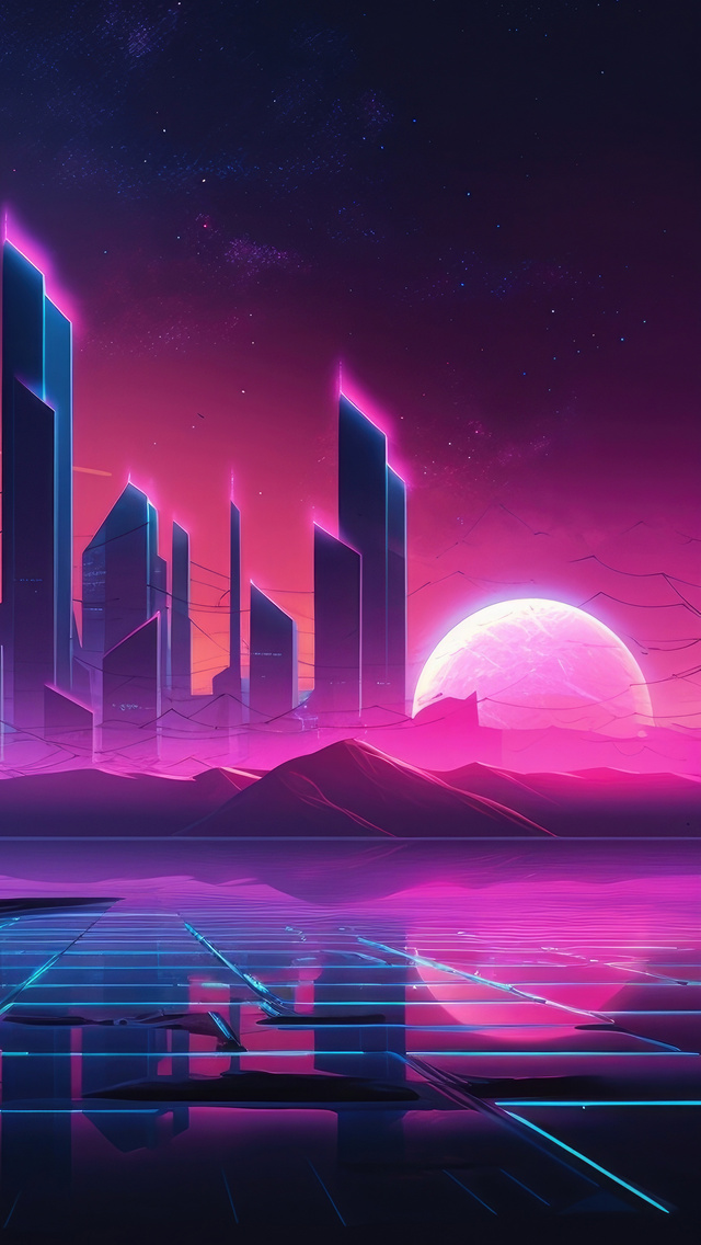 640x1136 Urban Neon Night Synthwave 4k iPhone 5,5c,5S,SE ,Ipod Touch ...