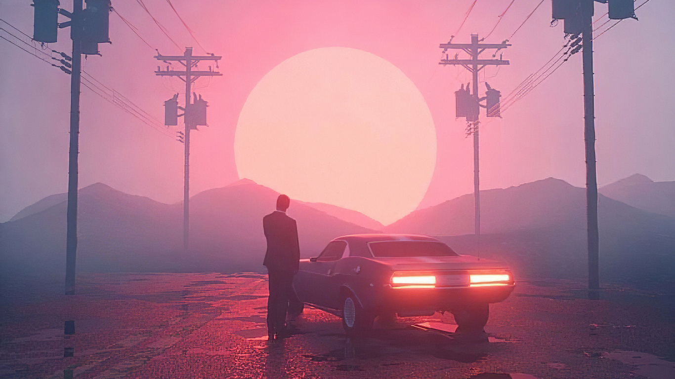 1366x768 Vaporwave Ride Sunset Laptop HD ,HD 4k Wallpapers,Images ...