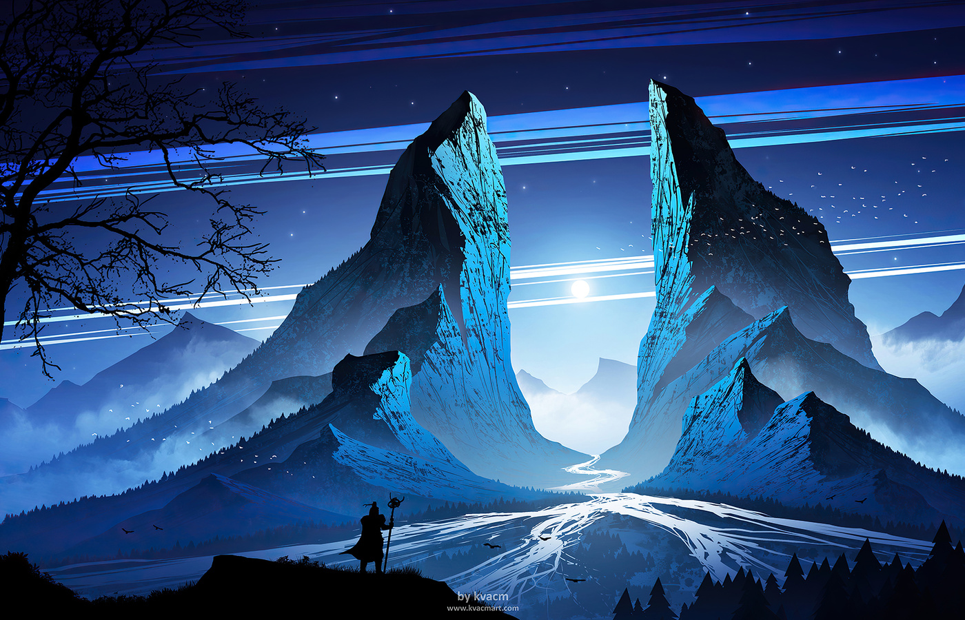 1400x900 Warrior Mountain Blue Night 4k Wallpaper,1400x900 Resolution ...
