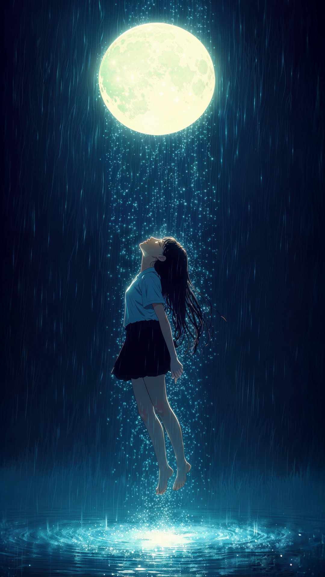 1080x1920 Weightless Girl In Moon Rain Iphone 7,6s,6 Plus, Pixel xl ...