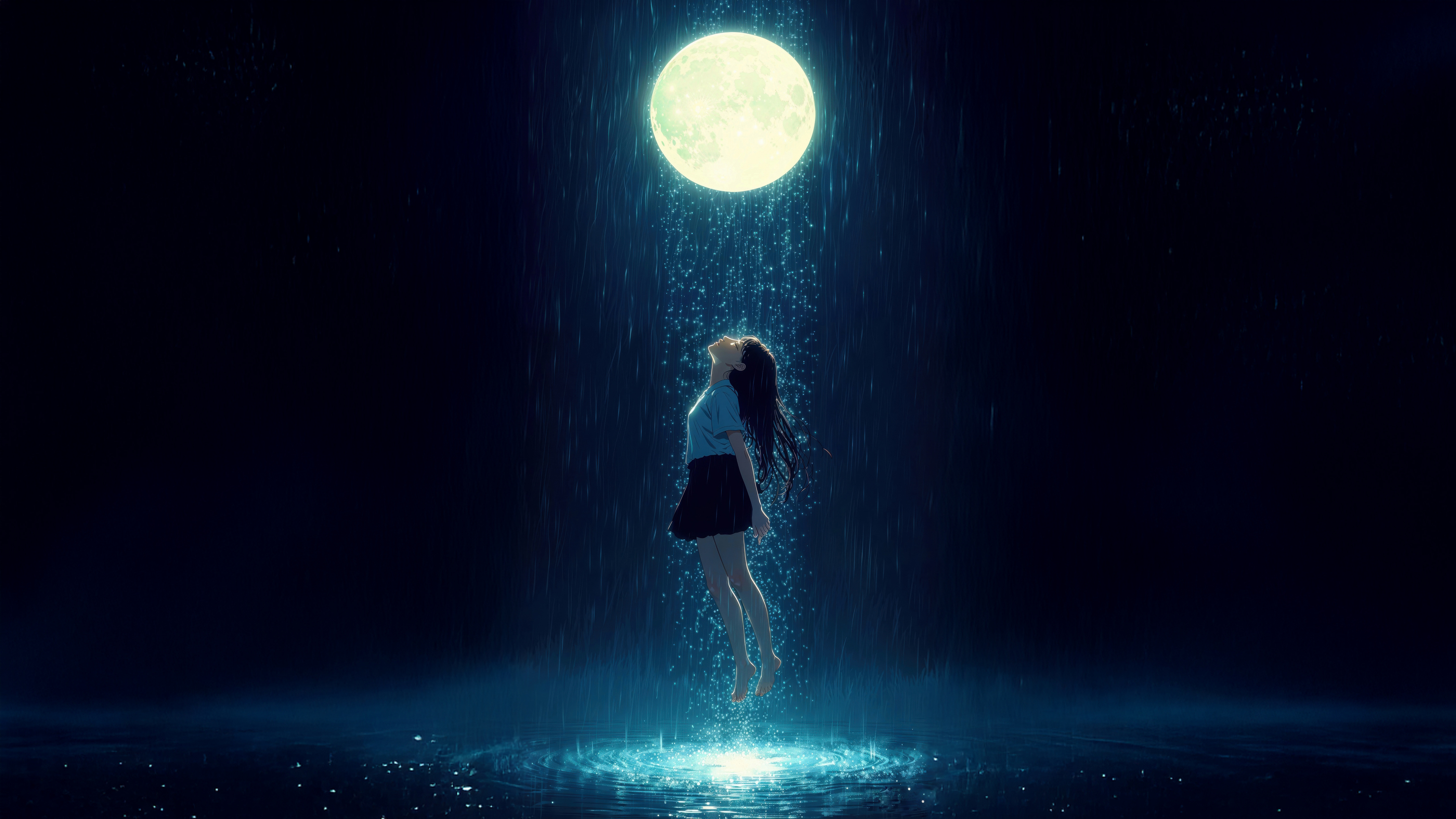 3840x2160 Weightless Girl In Moon Rain 4K ,HD 4k Wallpapers,Images ...