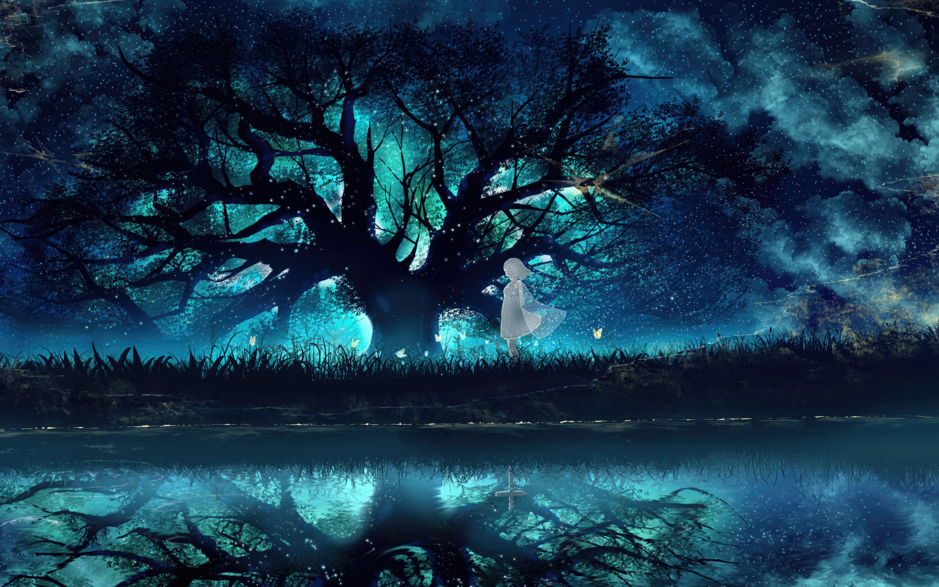 1920x1200 Whispers Of Wishes Enchanting Anime Girl Under The Tree 1080P ...