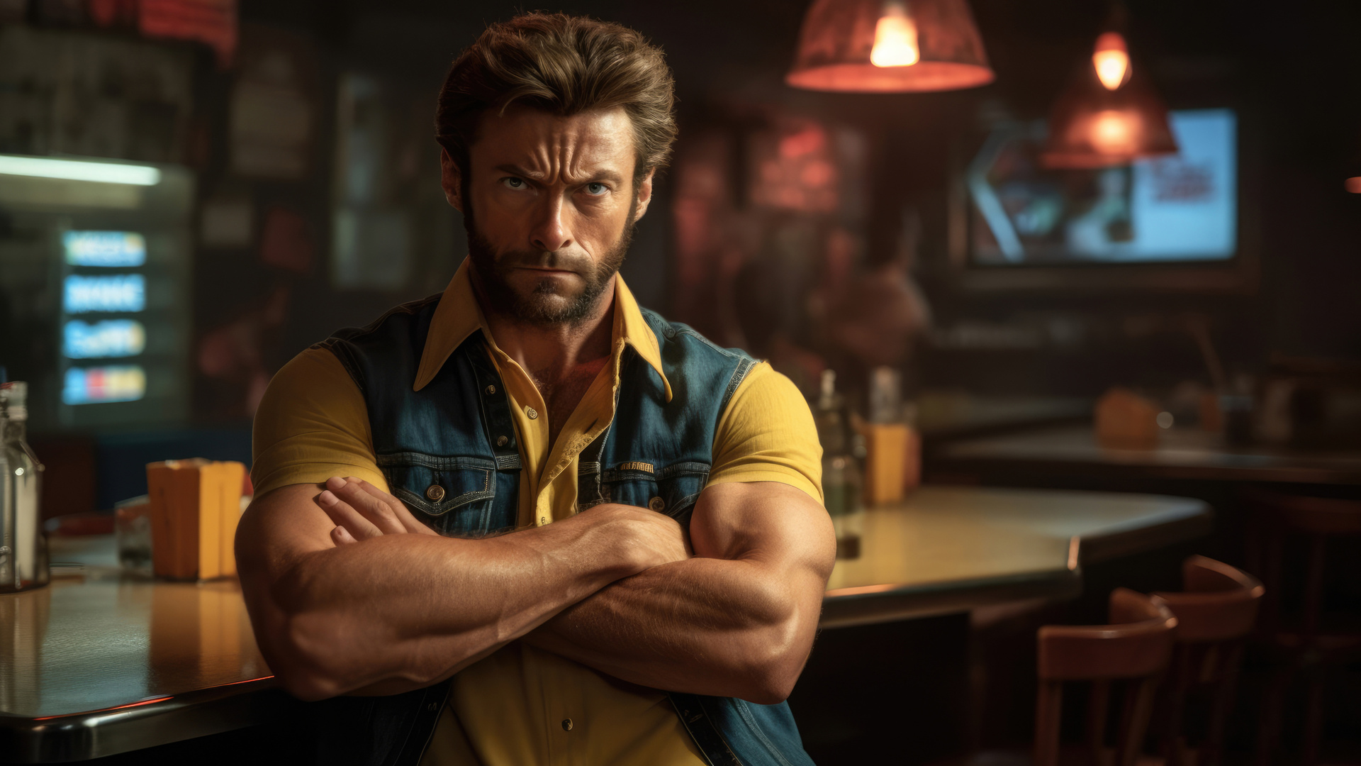 1920x1080 Wolverine Sitting In The Bar Laptop Full HD 1080P ,HD 4k ...