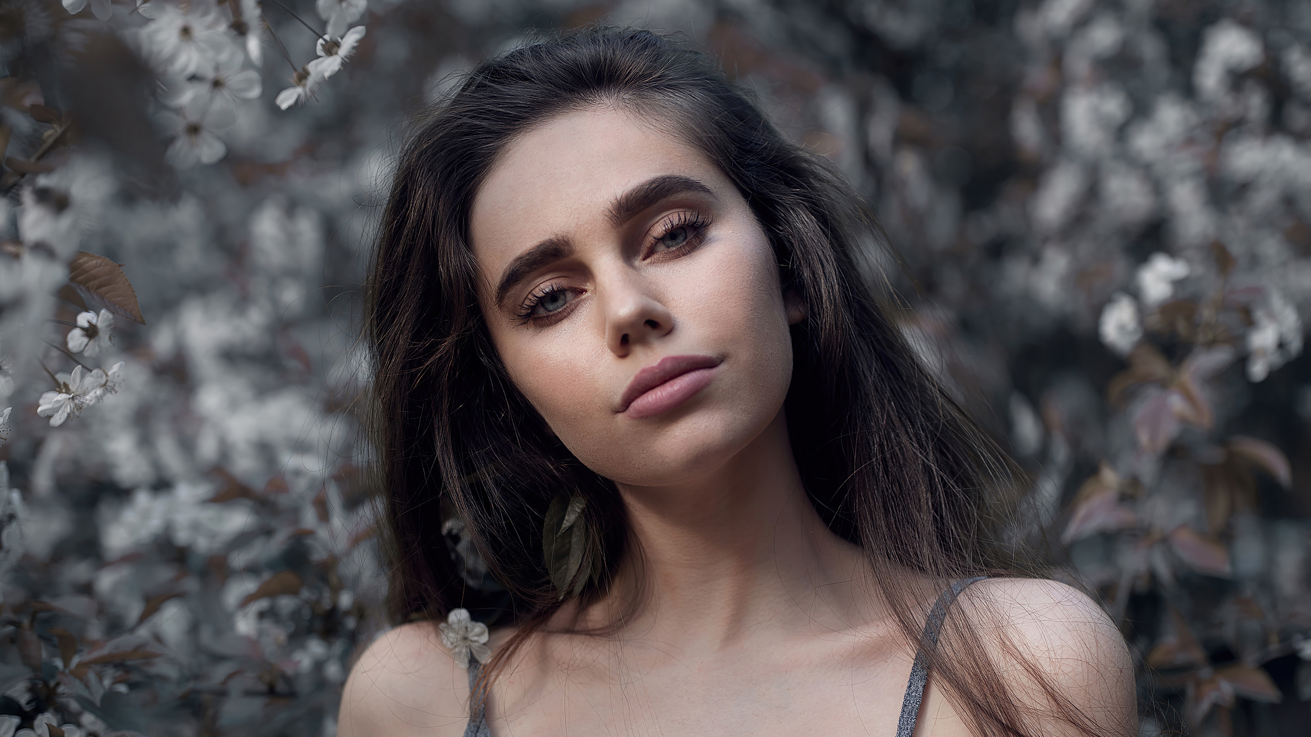 2560x1440 Women Near Flowers 4k 1440P Resolution ,HD 4k Wallpapers ...