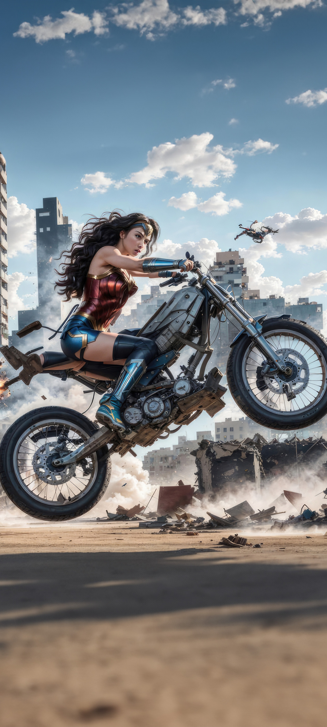 1080x2400 Wonder Woman Cruising On Her Bike Google Pixel 7 ,HD 4k ...
