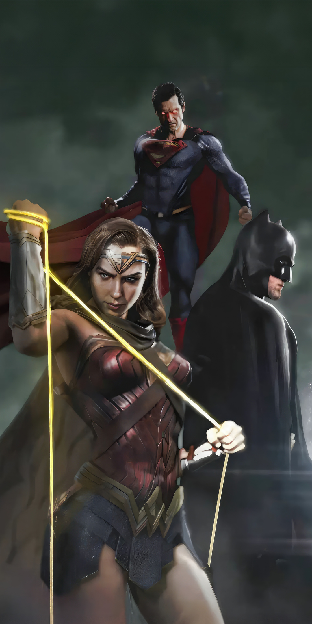 1080x2160 Wonder Woman Superman And Batman Stand Together One Plus 5T ...