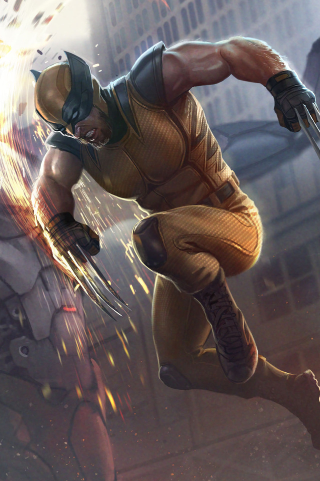 640x960 X Men Wolverine Team Vs Robots iPhone 4, iPhone 4S ,HD 4k ...