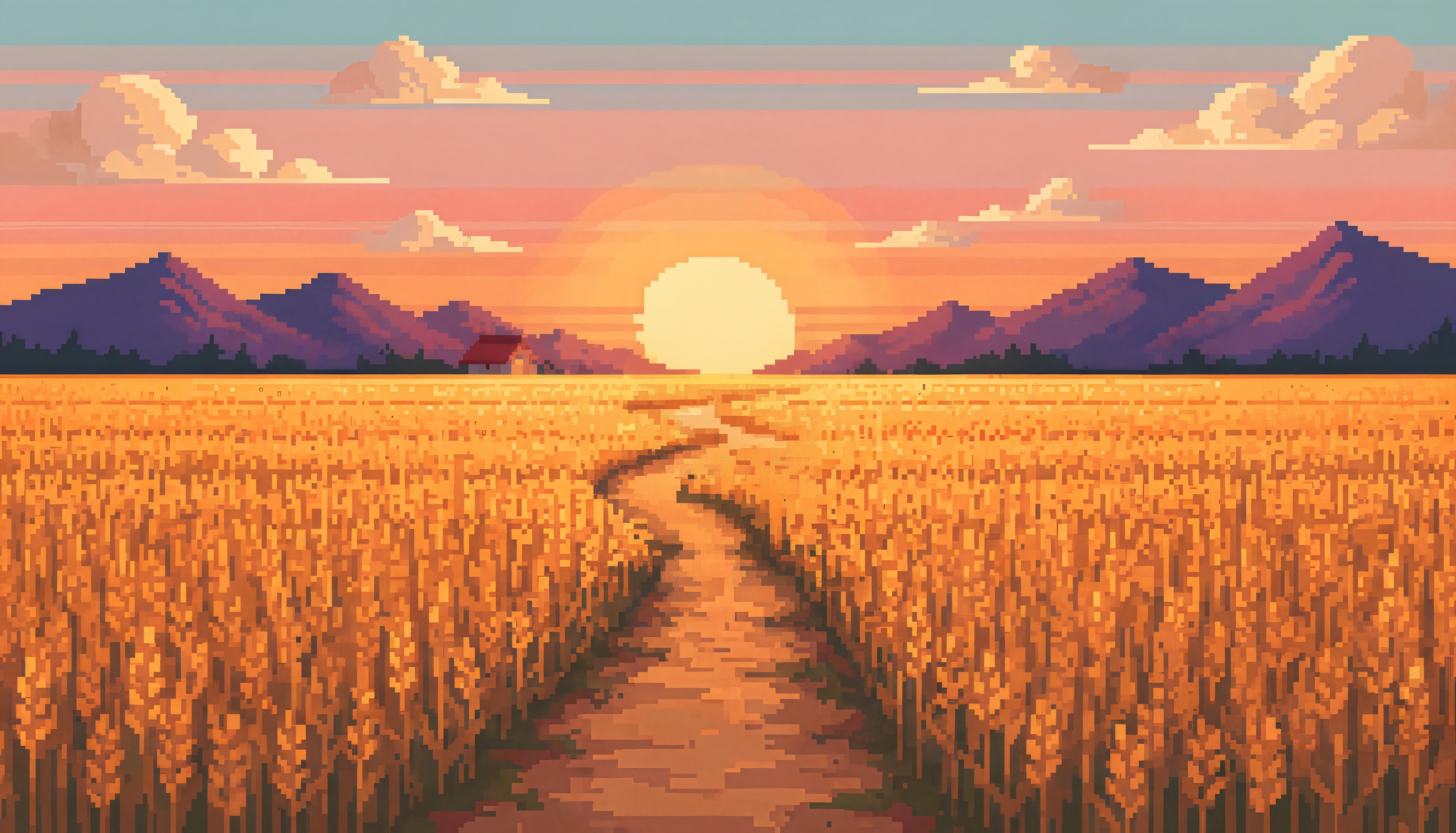 8 Bit Wheat Field Horizon Wallpaper,HD Artist Wallpapers,4k Wallpapers ...