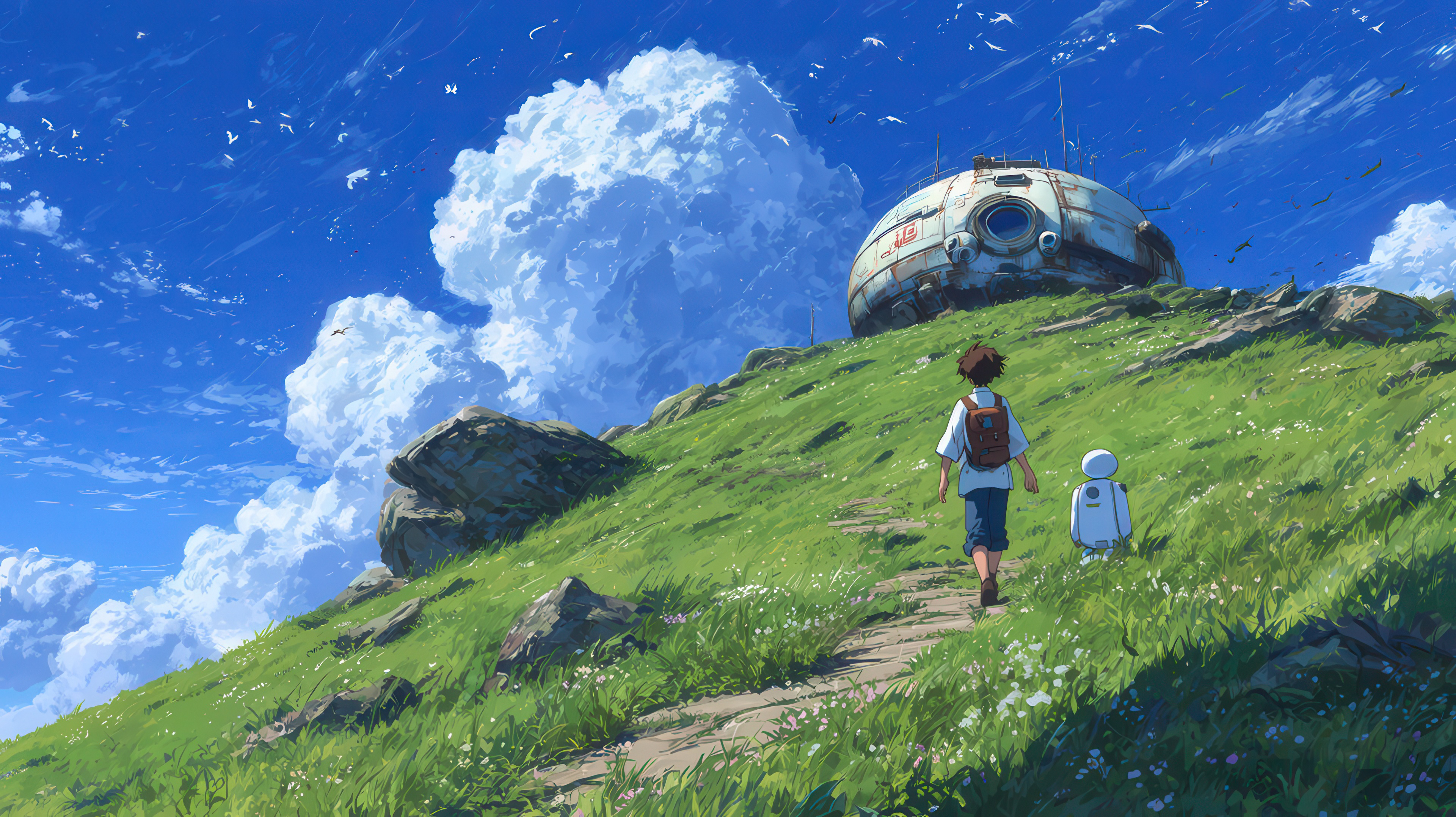 Anime Boy And Robot Together We Find Home Wallpaper,HD Artist ...