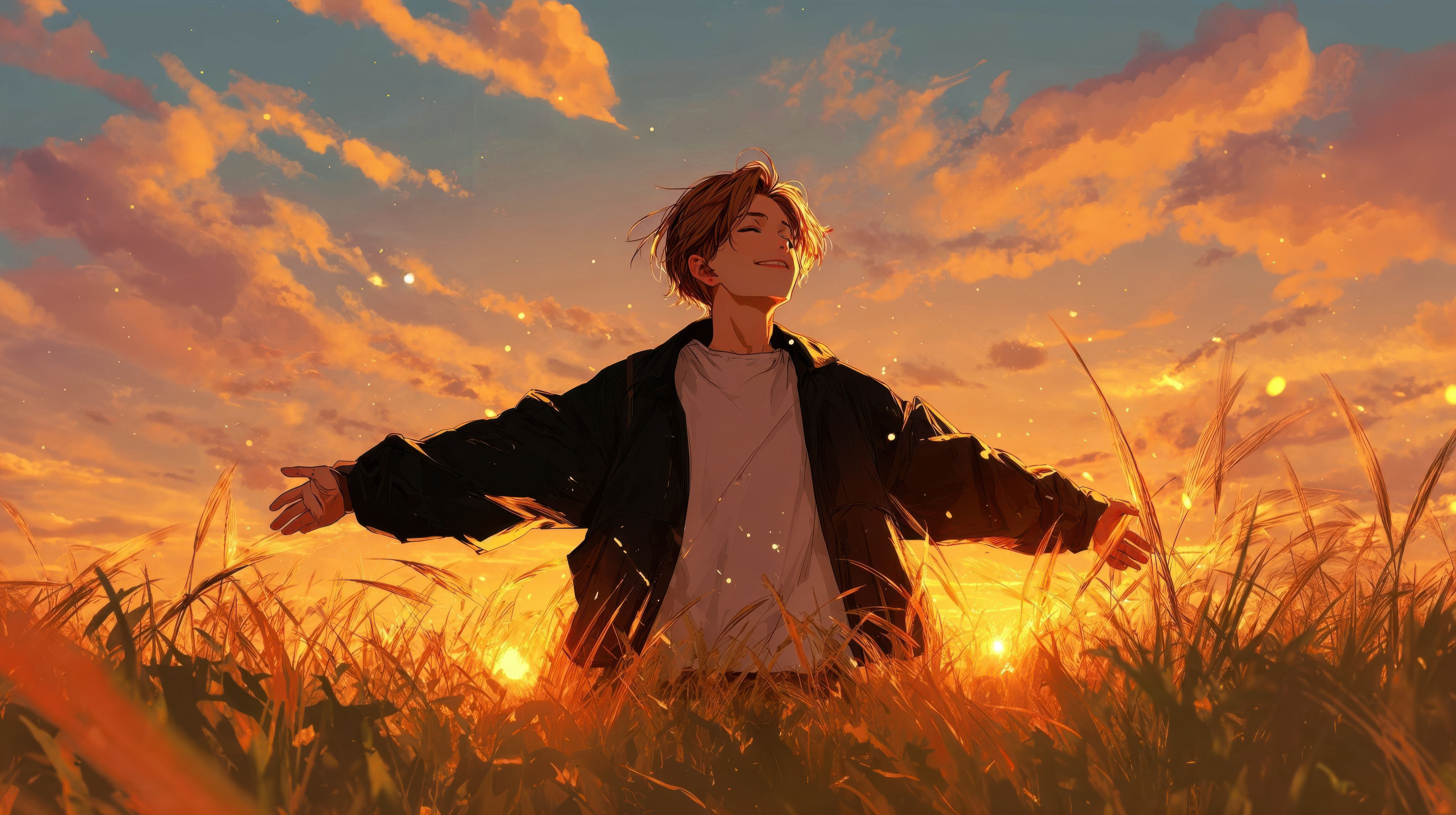 Anime Boy Golden Hour Freedom Wallpaper,HD Artist Wallpapers,4k ...
