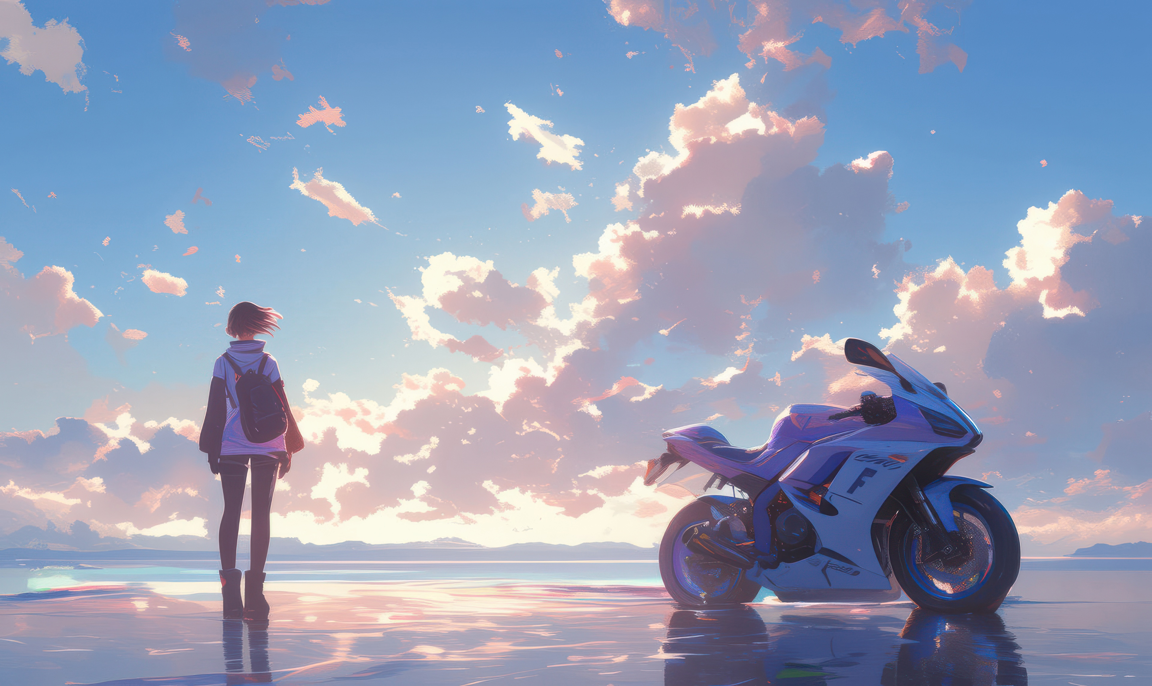 Anime Girl Beach Bike Wallpaper,HD Artist Wallpapers,4k Wallpapers ...
