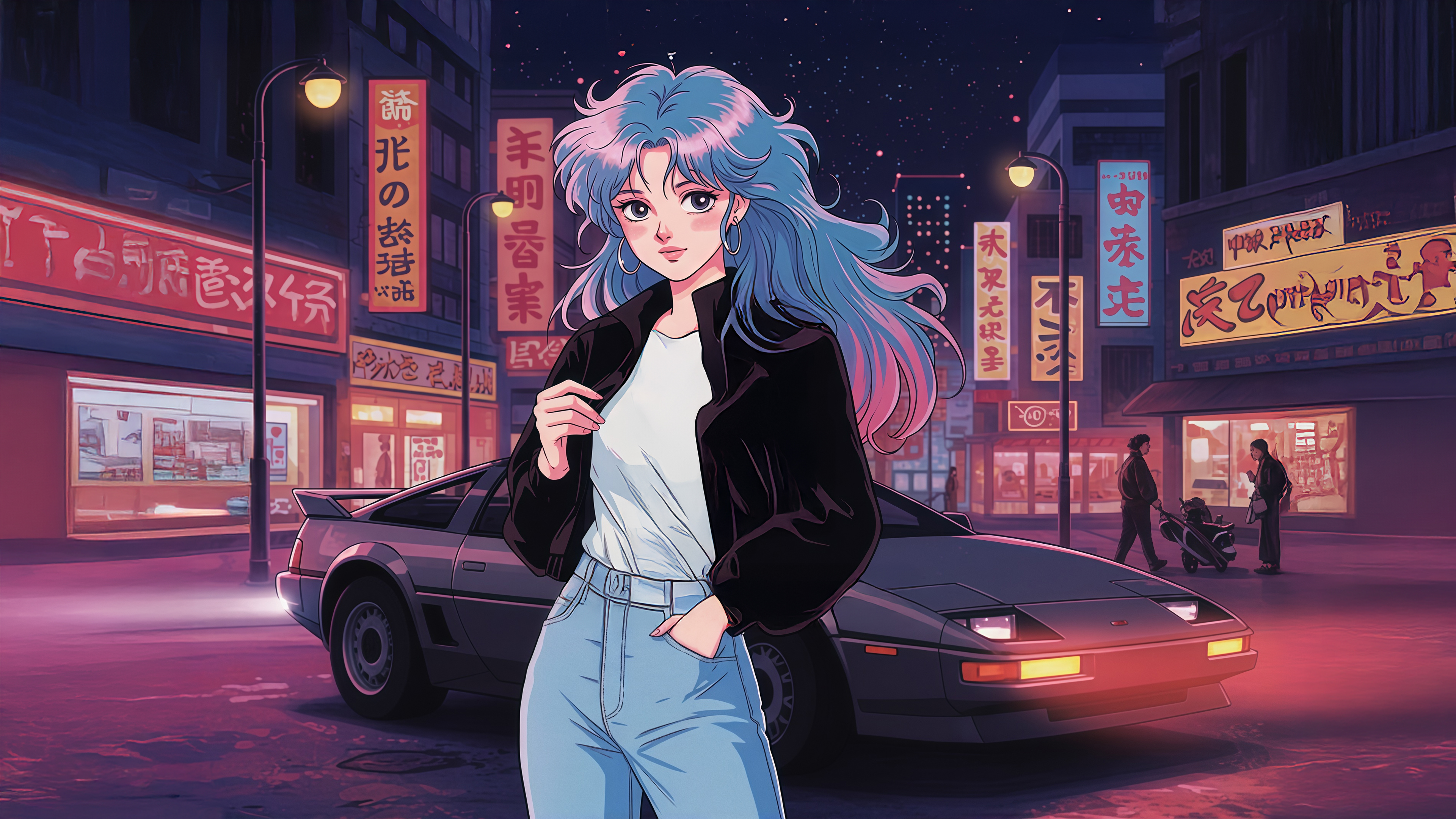 Anime Girl In Cyberpunk City With Car Wallpaper,HD Artist Wallpapers,4k ...