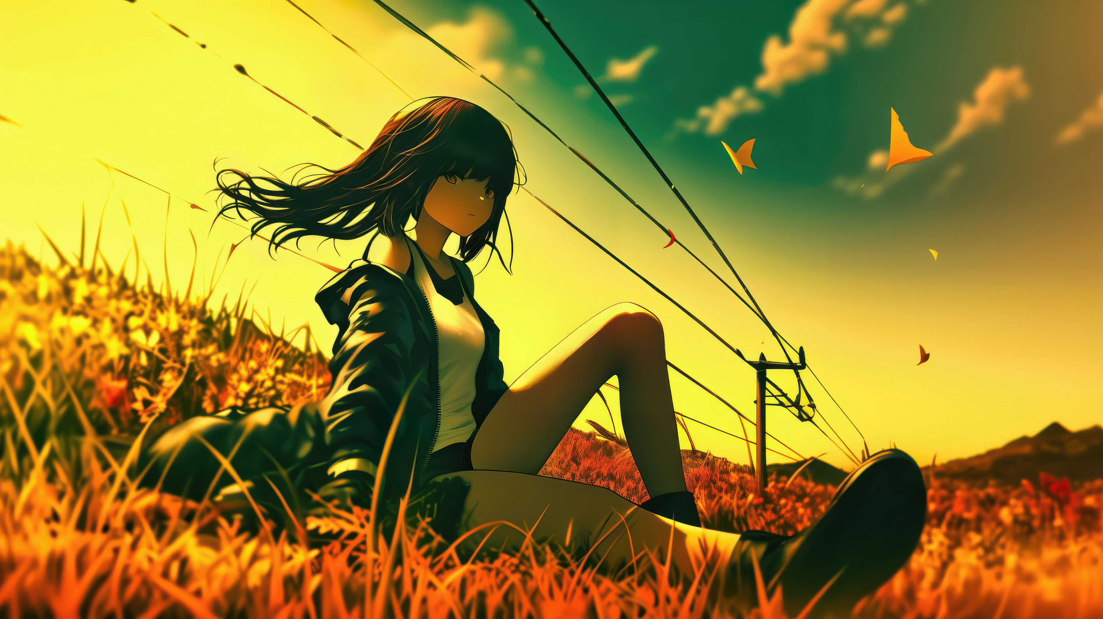 Anime Girl In Golden Sunset Field Wallpaper,HD Artist Wallpapers,4k ...