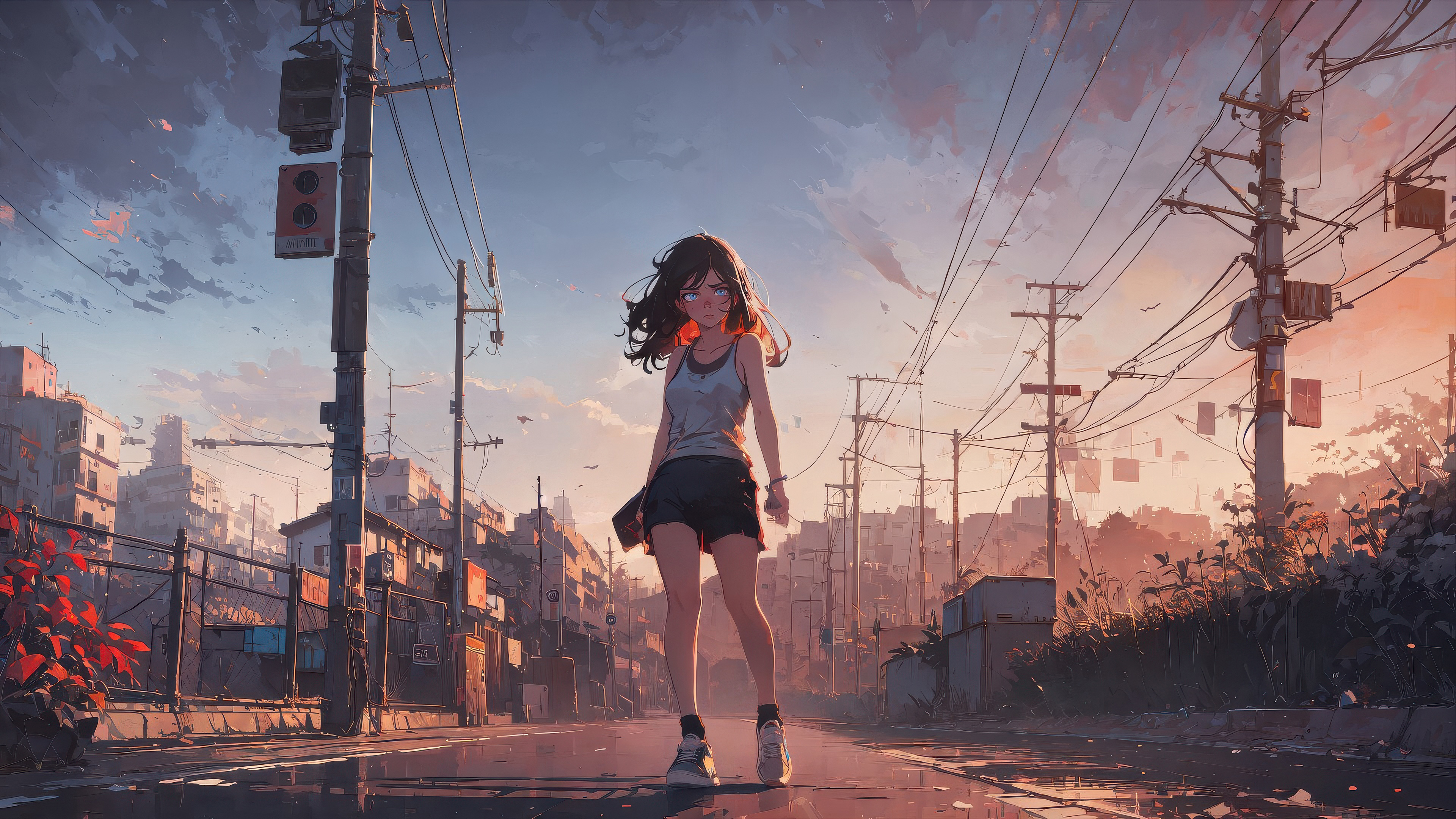 Anime Girl On Empty Streets Walking Wallpaper,HD Artist Wallpapers,4k ...