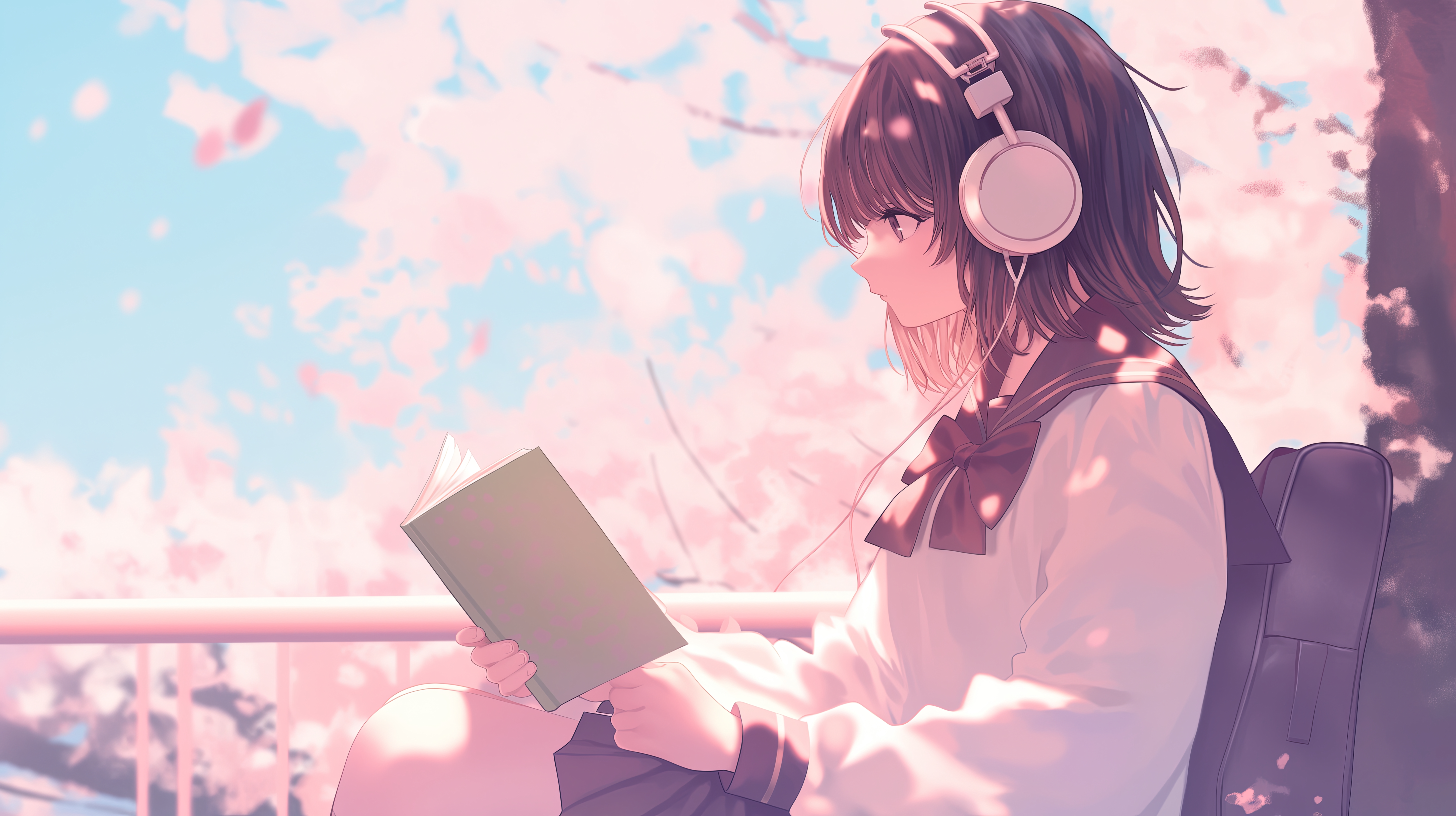 Anime Girl Sitting Quietly With A Book Wallpaper,HD Anime Wallpapers,4k ...