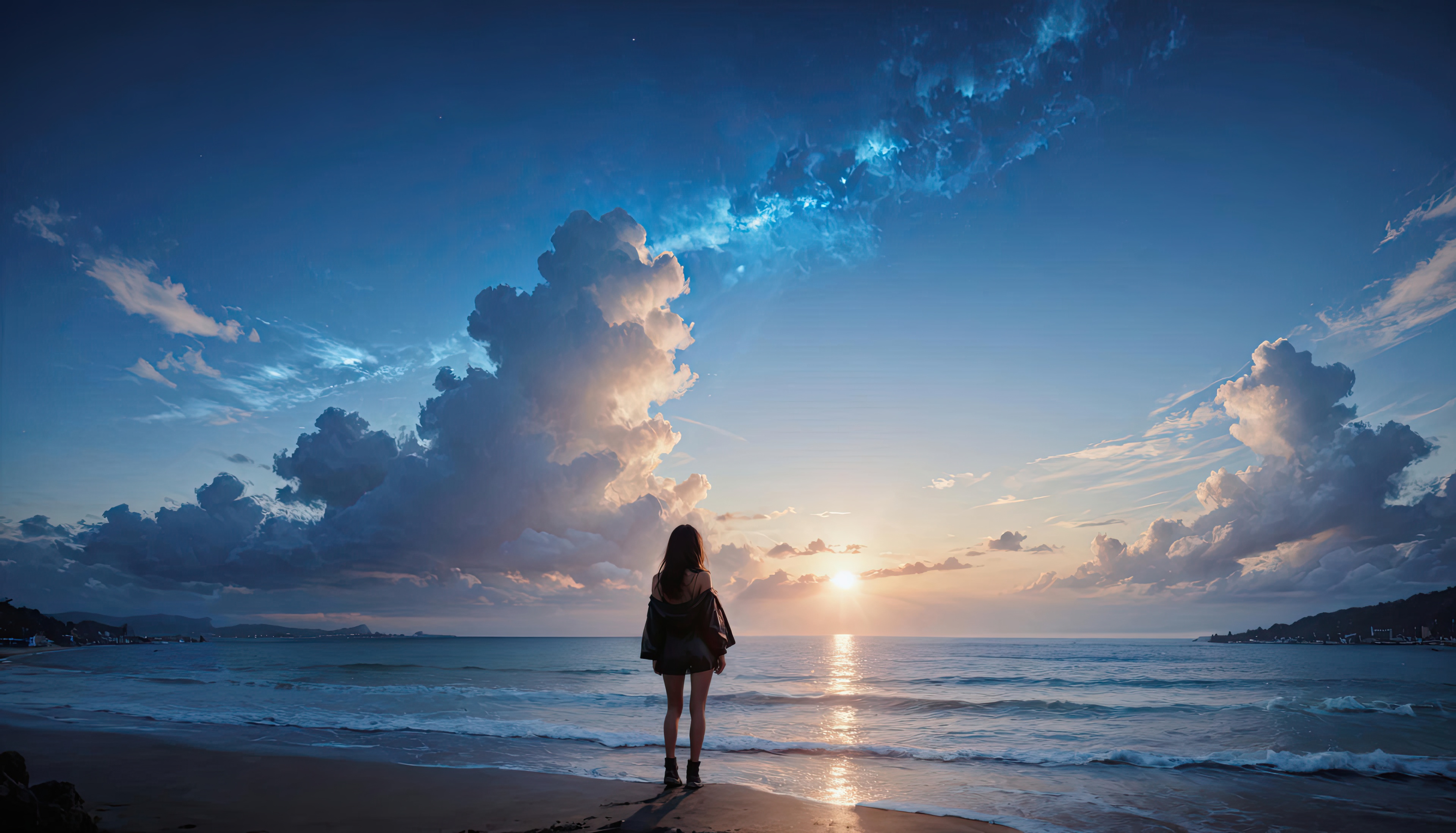 Anime Girl Sunset At The Beach Wallpaper,HD Anime Wallpapers,4k ...