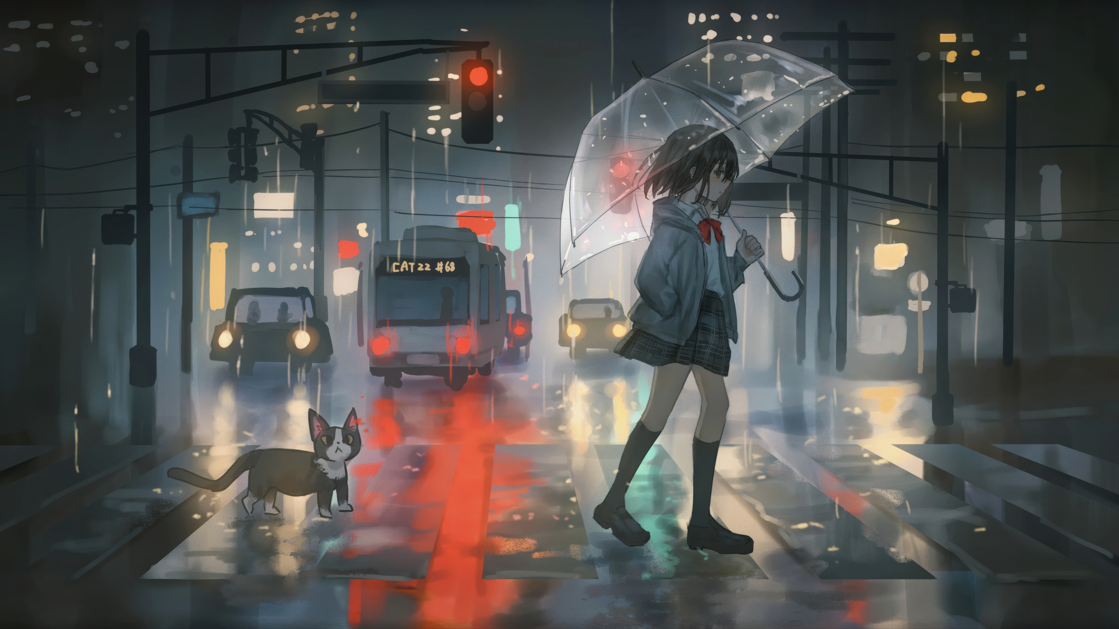 3840x2160 Anime Girl Walking In Tokyo Rainy Night 4K ,HD 4k Wallpapers ...