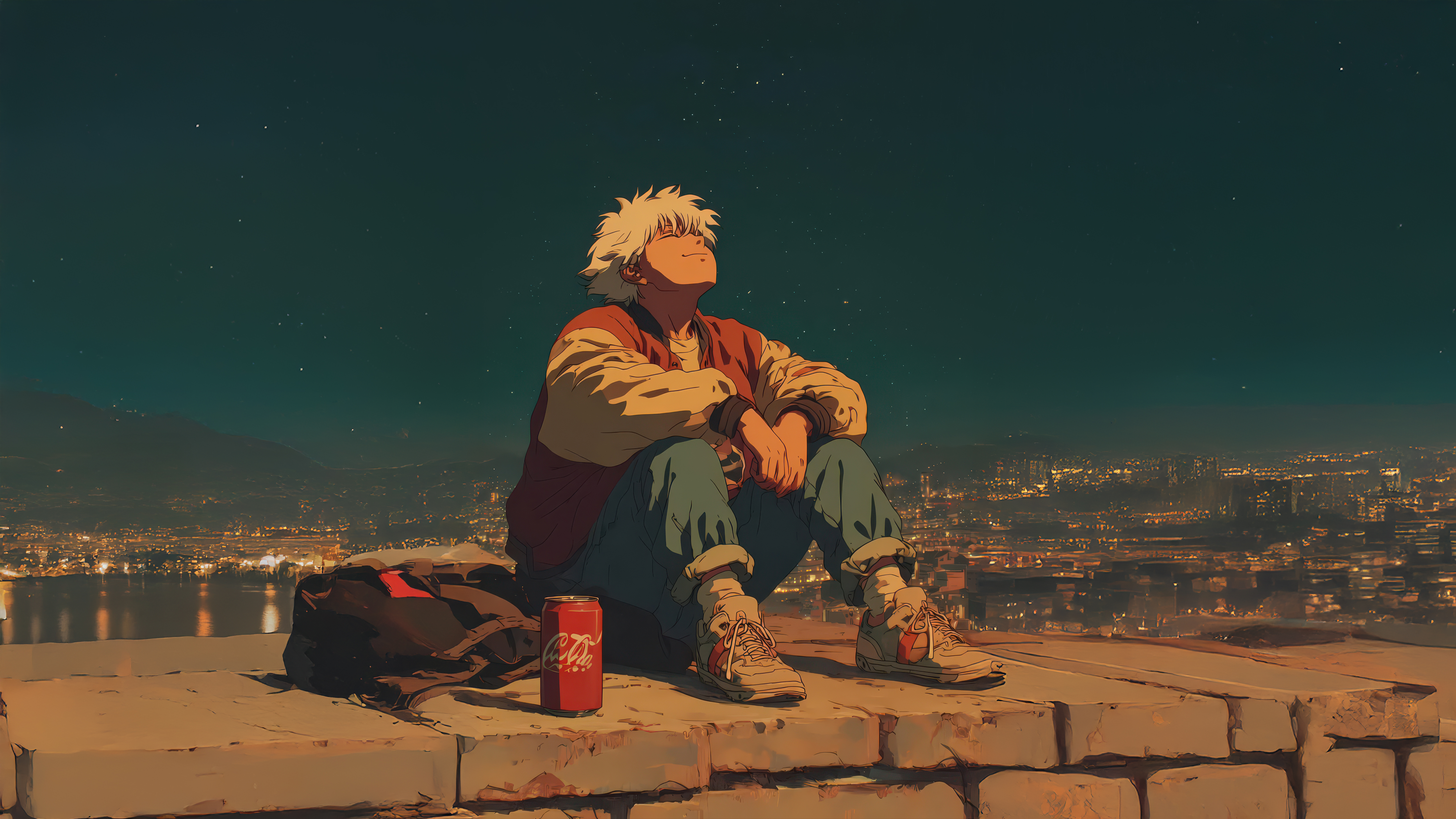 1920x1080 Blonde Guy Relaxing At Rooftop Night Laptop Full HD 1080P ,HD ...