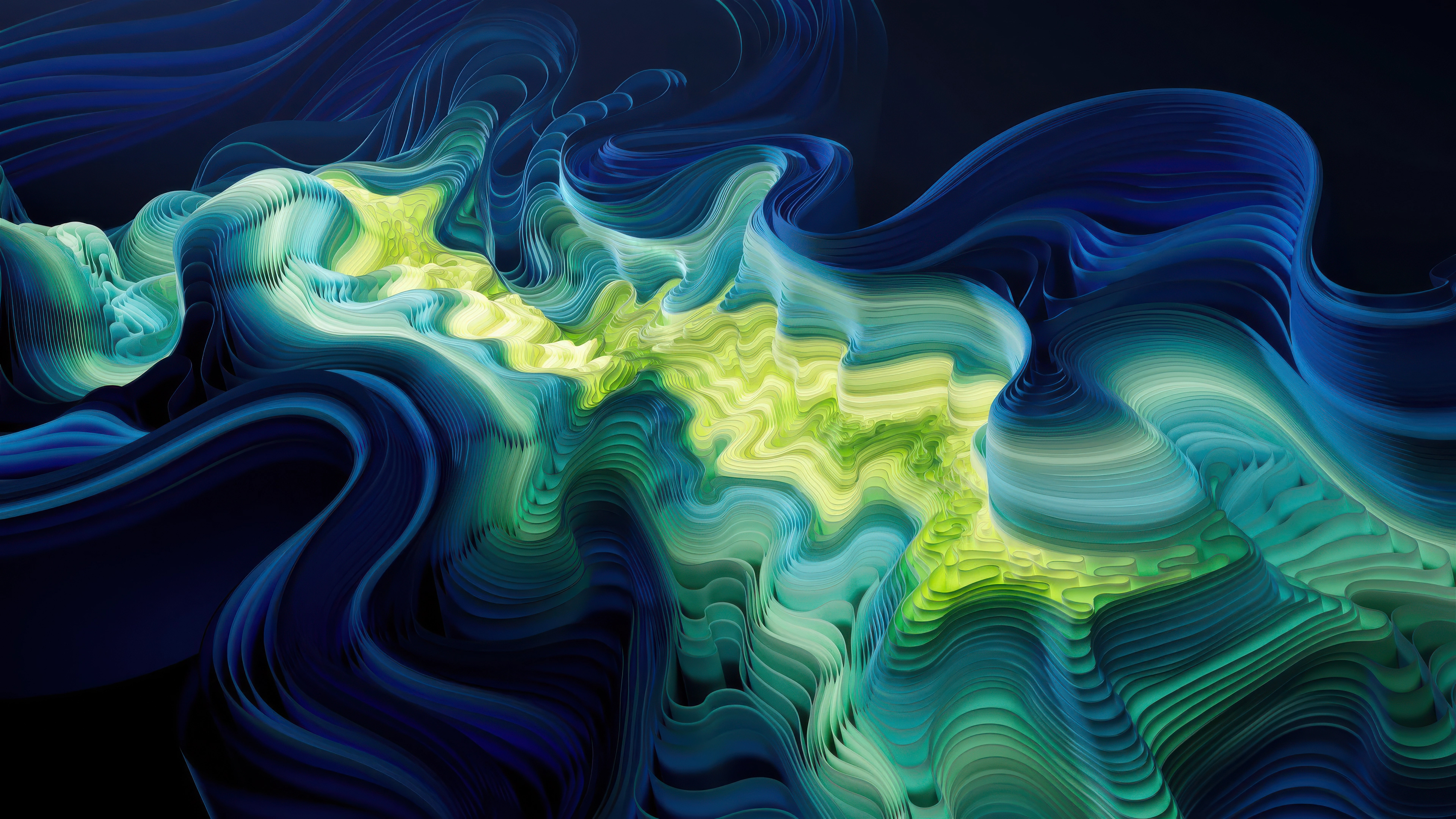 3440x1440 Blue And Green Flowing Waves UltraWide Quad HD 1440P ,HD 4k ...