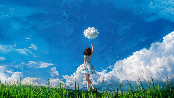 Anime Girl Chasing Blue Sky Dreams Wallpaper,HD Artist Wallpapers,4k ...