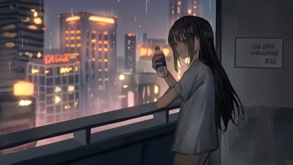Anime Girl Standing Outside Rooftop Wallpaper,HD Artist Wallpapers,4k ...