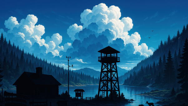 Mountain Lake Watchtower Wallpaper,HD Artist Wallpapers,4k Wallpapers ...