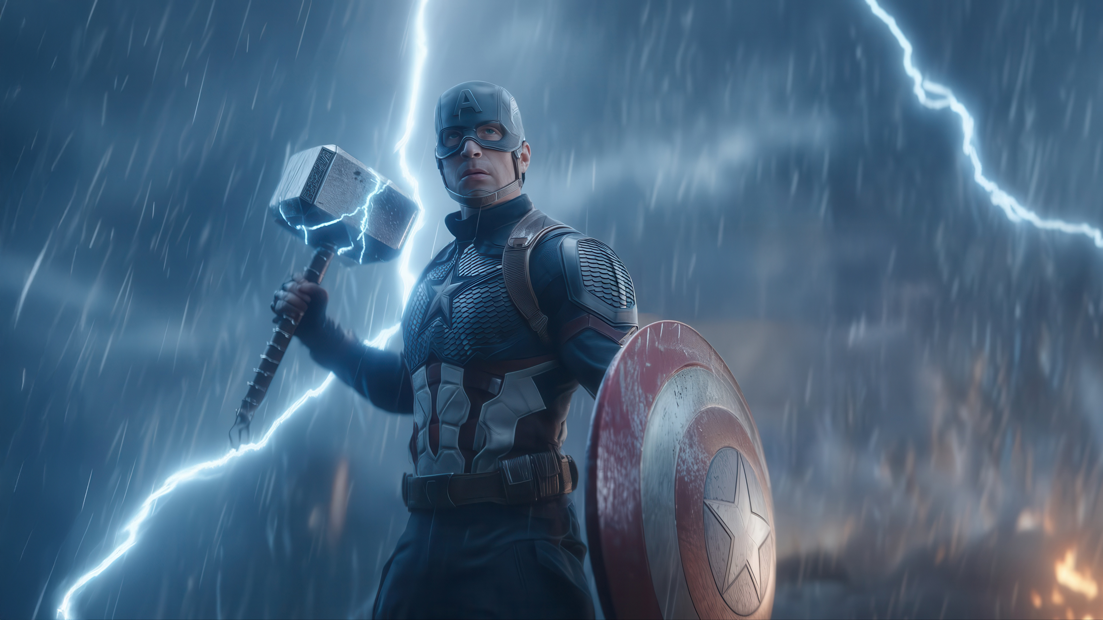 Captain America Lightning Strikes Mjolnir Rising Wallpaper,HD ...