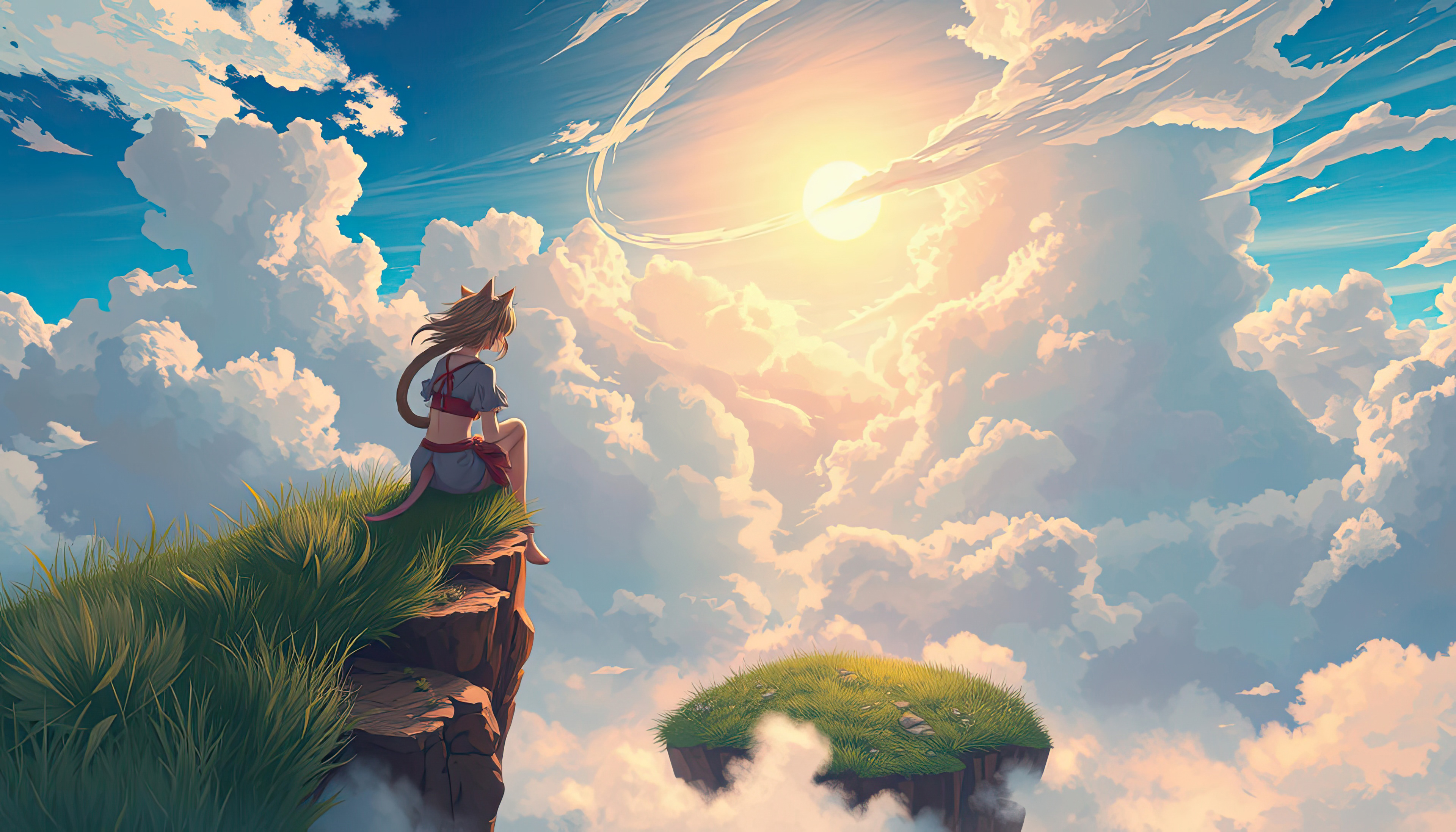 3840x2160 Catfolk Maiden Sitting Chasing The Sunrise 4K ,HD 4k ...