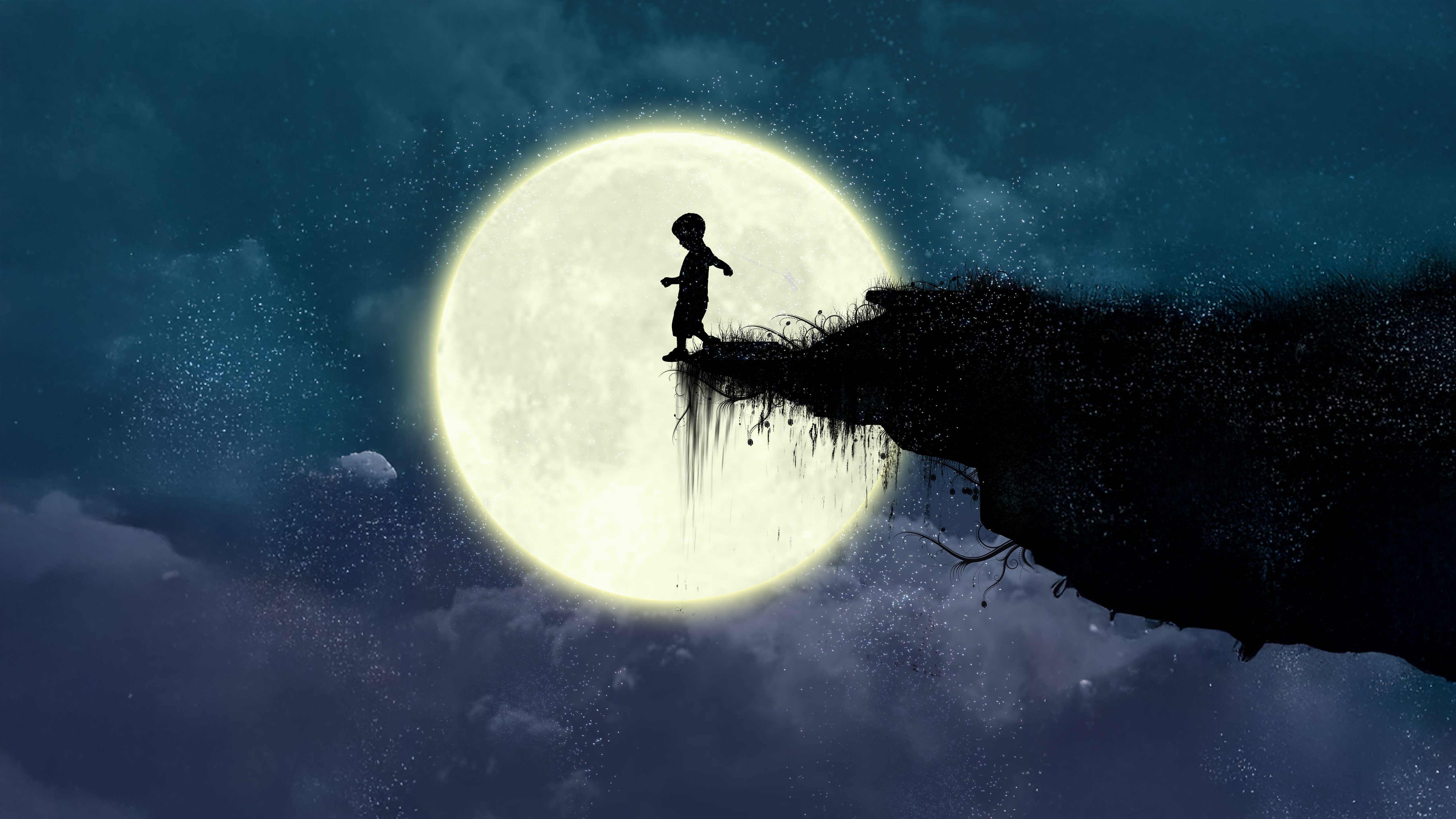 Child Silhouette With Moon Wallpaper,HD Artist Wallpapers,4k Wallpapers ...