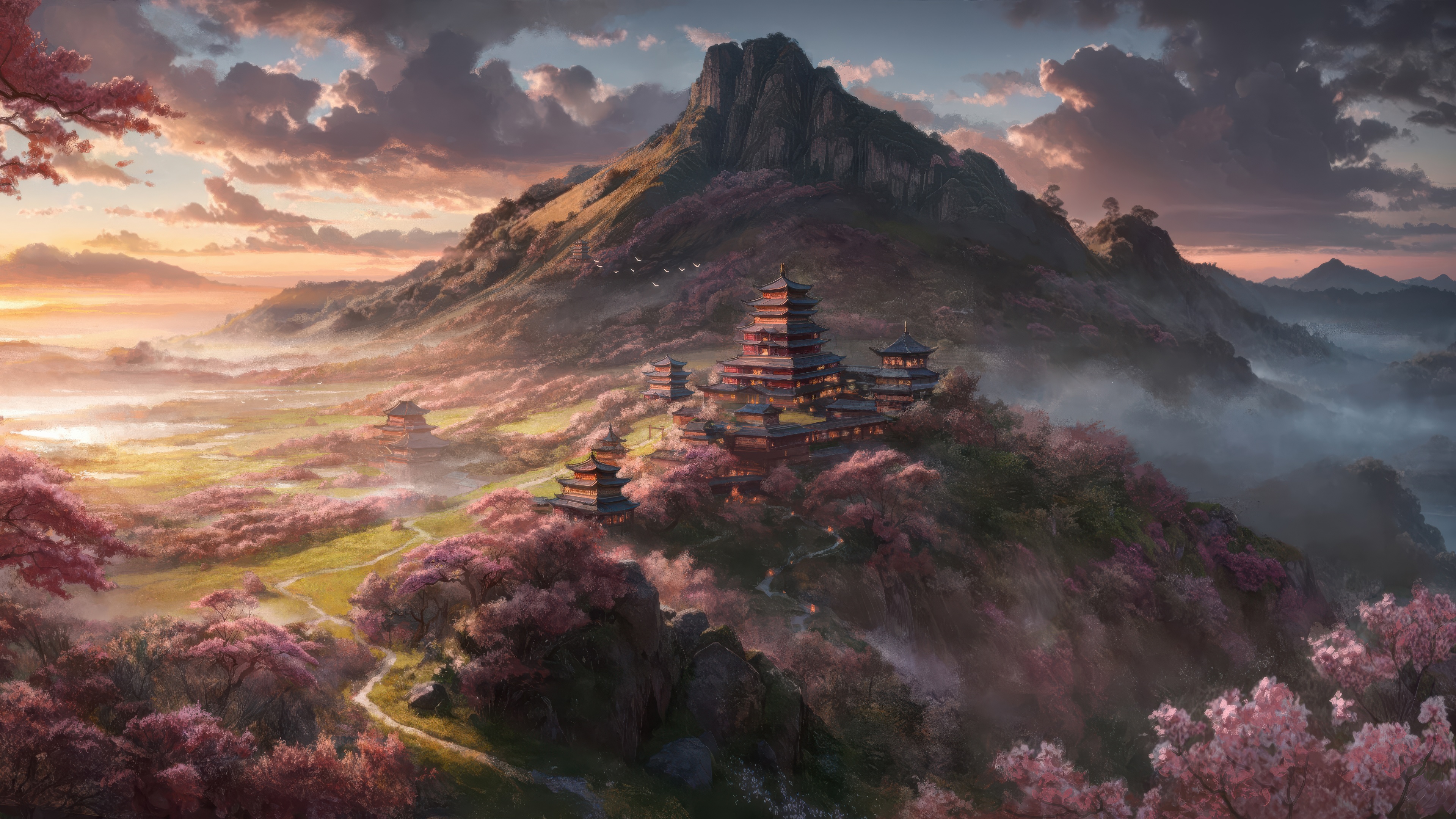 3440x1440 Chinese Temple In Mountains UltraWide Quad HD 1440P ,HD 4k Wallpapers,Images ...