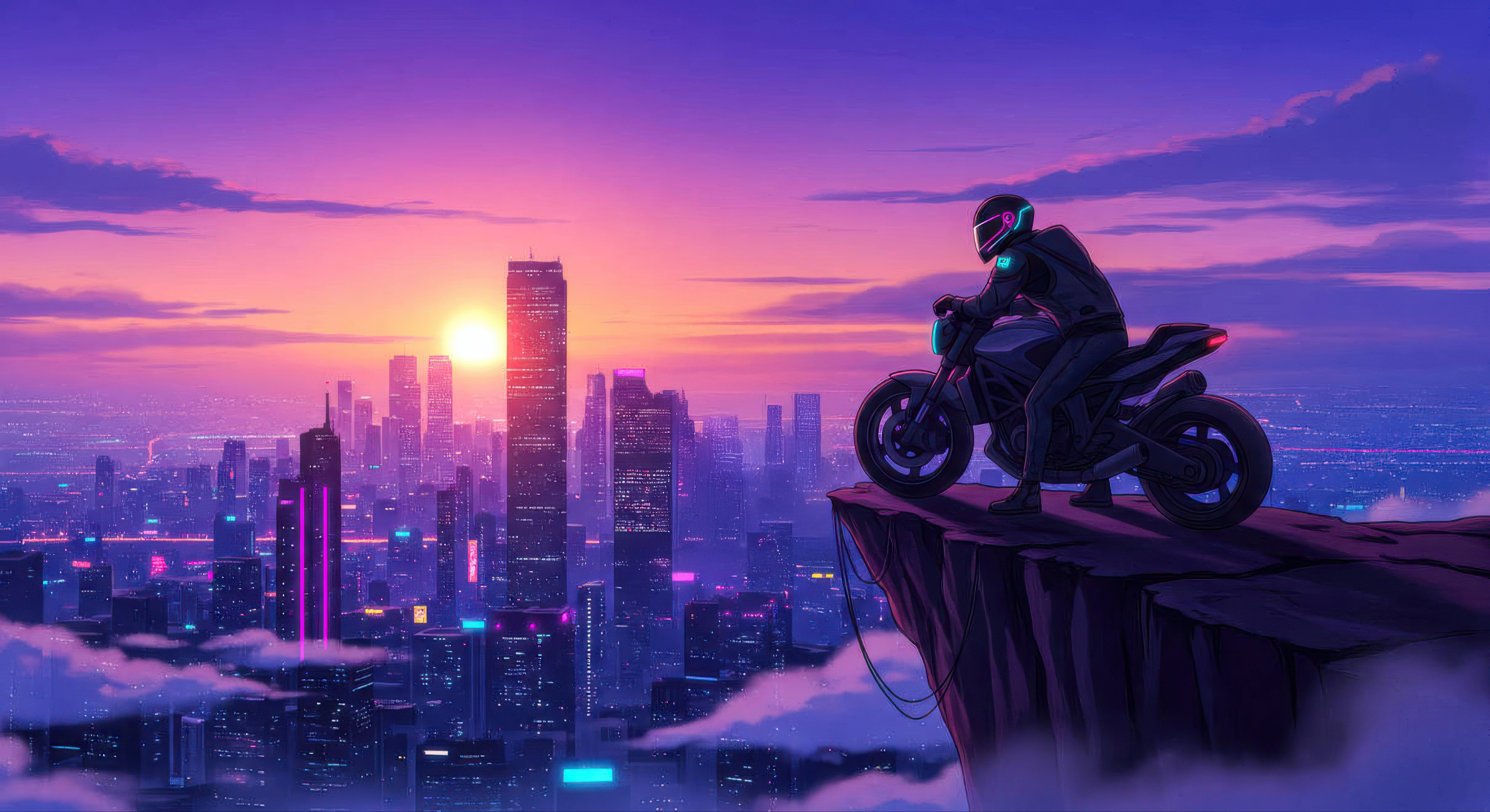 1920x1080 Cyberpunk Rider Above Futuristic City Laptop Full HD 1080P ...