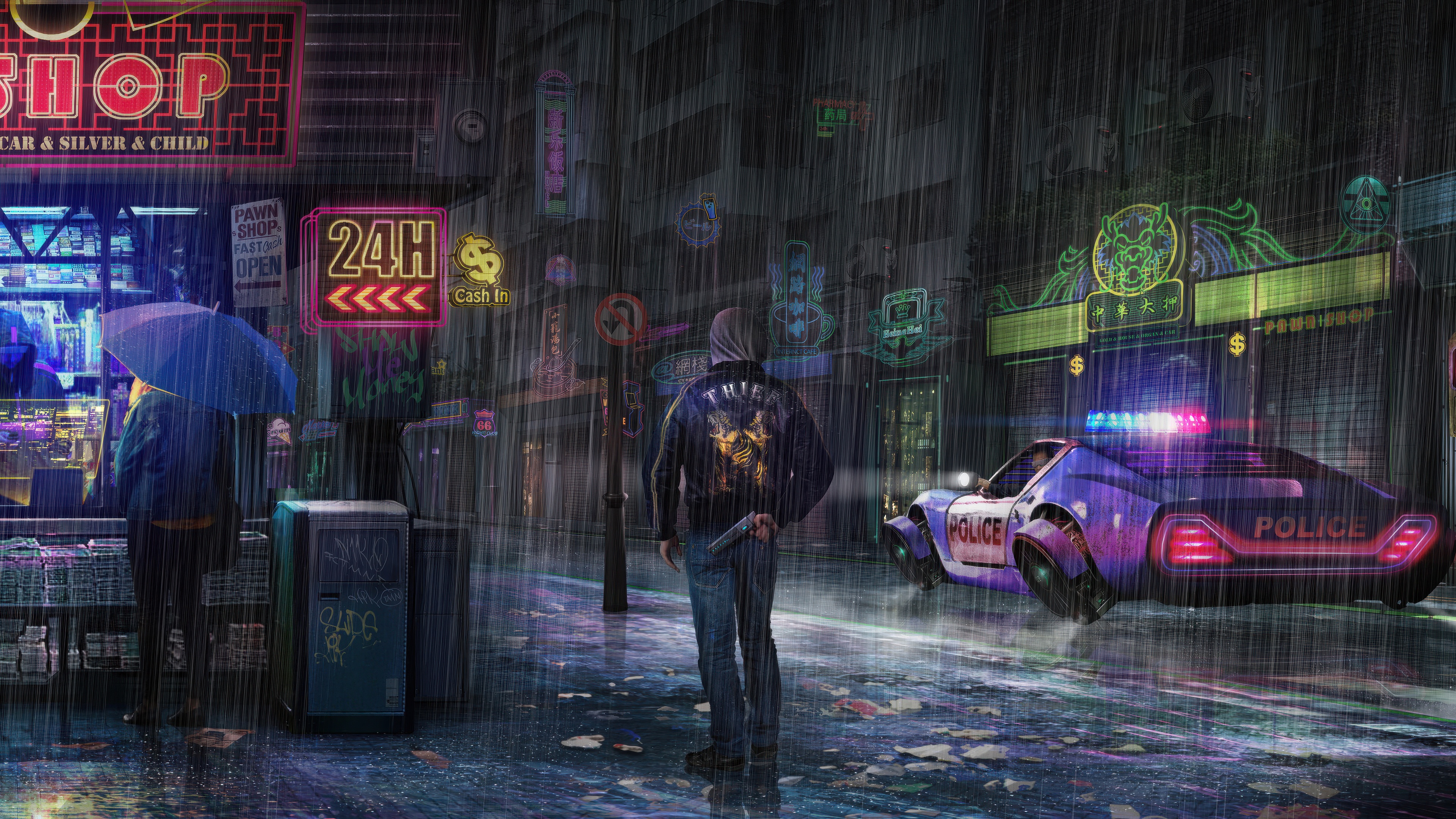 1920x1080 Cyberpunk Street Scene Electric Night Walker Laptop Full HD ...