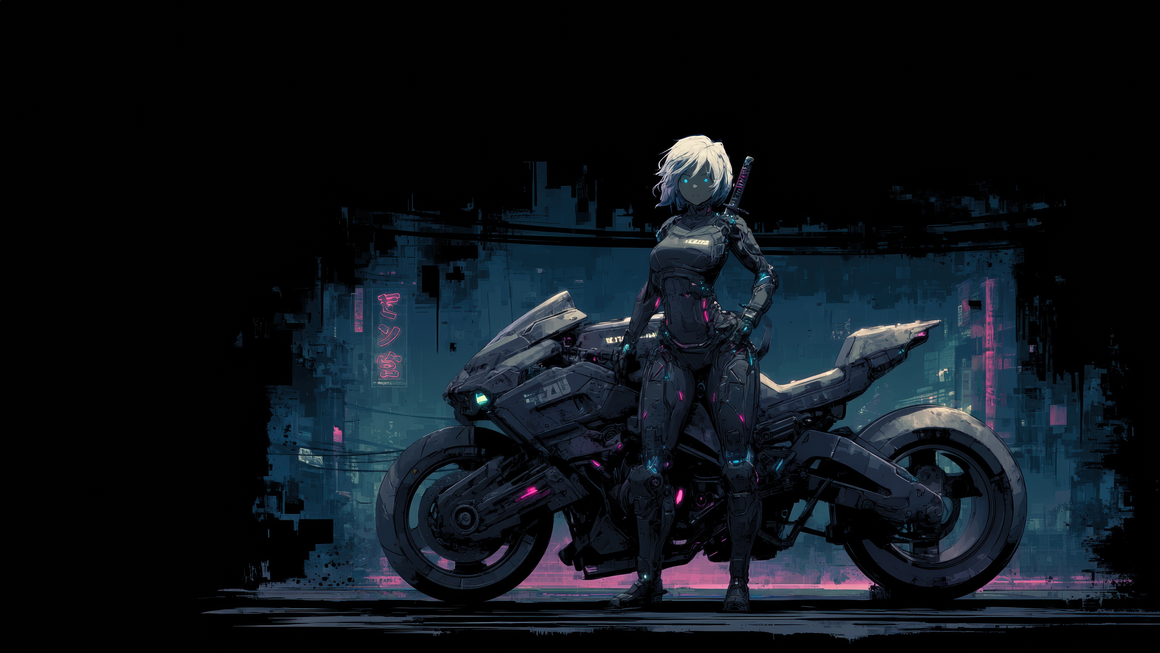Futuristic Biker Girl With Katana Wallpaper,HD Artist Wallpapers,4k Wallpapers,Images ...