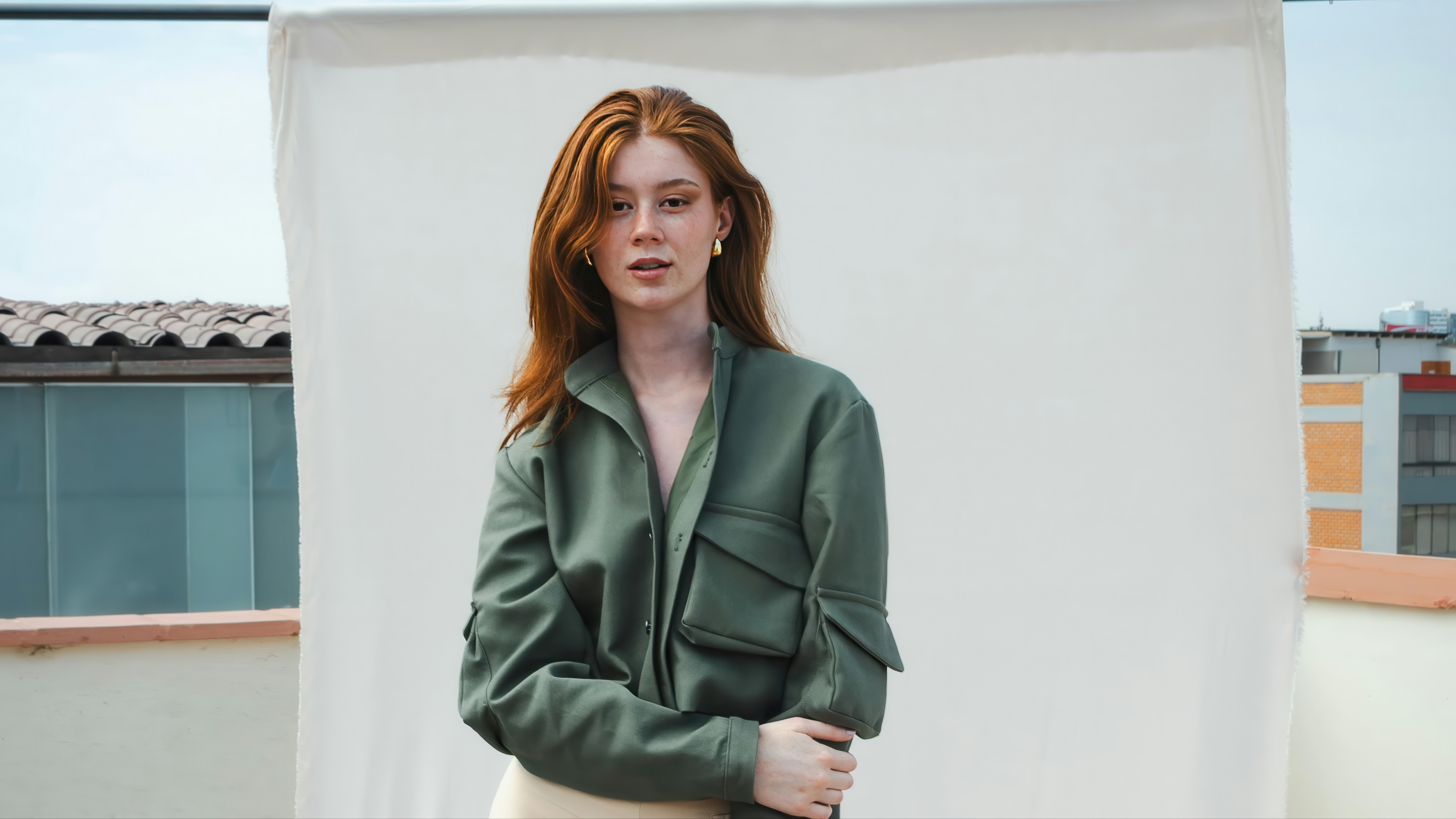 Girl In Green Jacket Rooftop Photoshoot Wallpaper,HD Girls Wallpapers,4k Wallpapers,Images ...