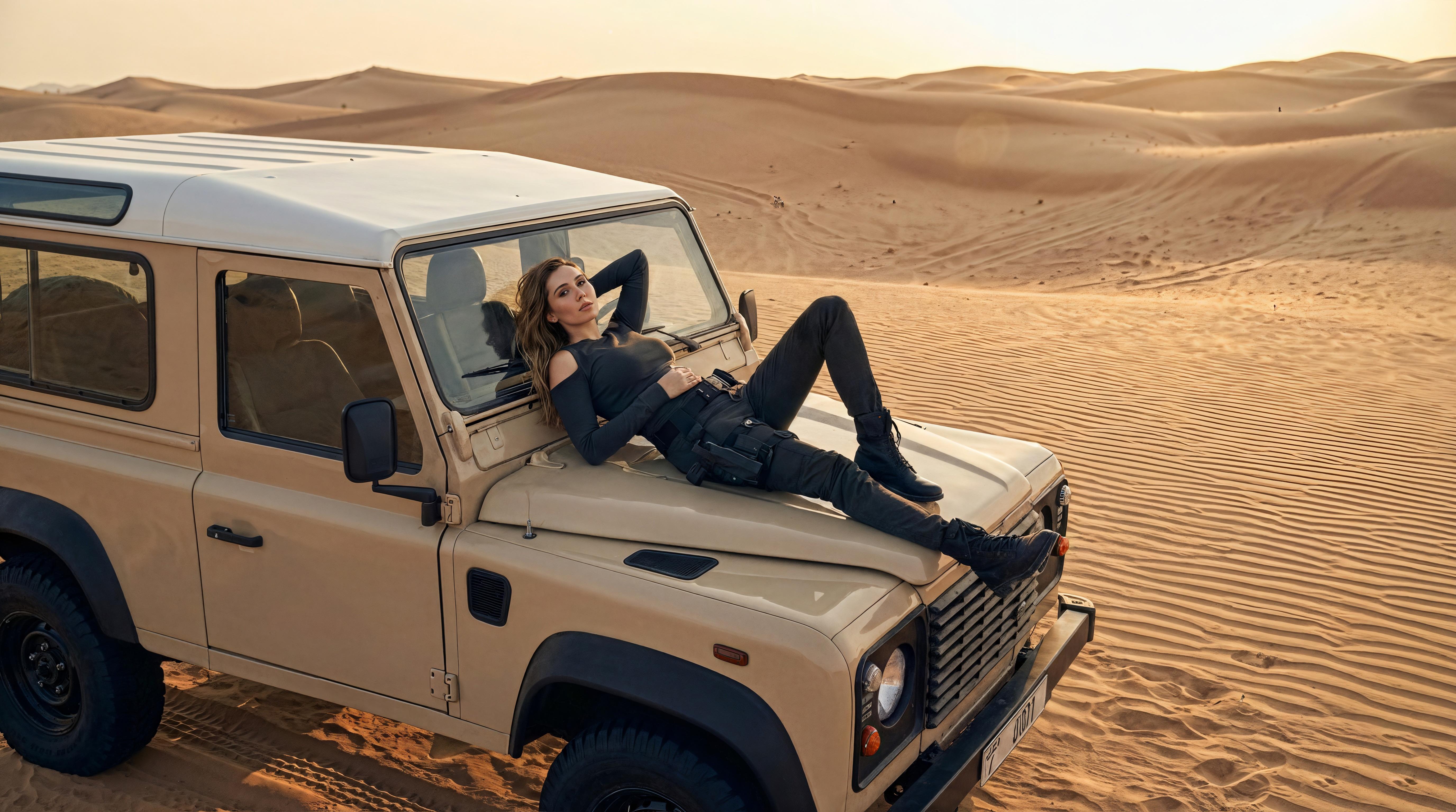 Girl Lying On Jeep Bonnet Wallpaper,HD Girls Wallpapers,4k Wallpapers ...