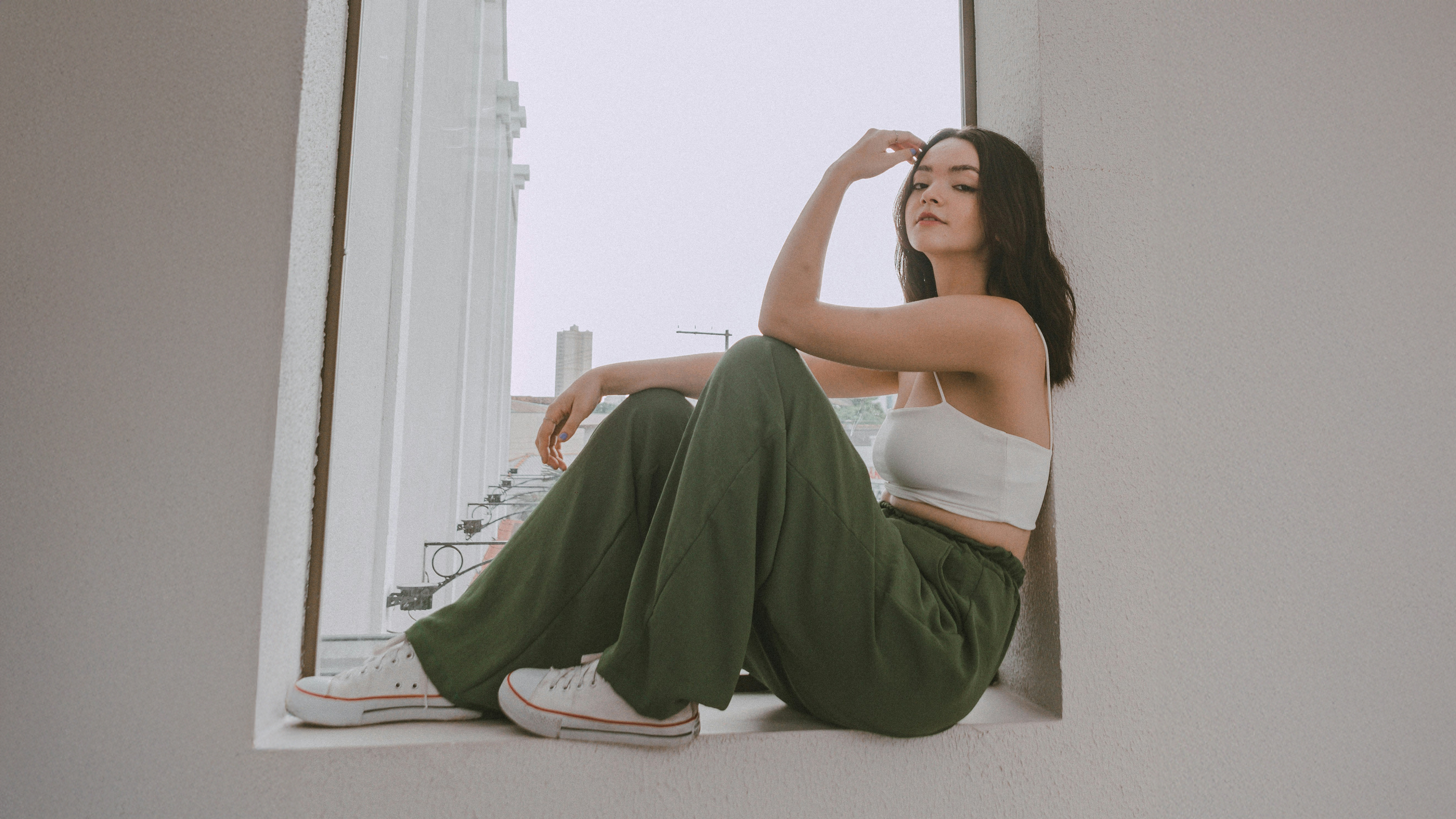 Girl Sitting On Window Frame Wallpaper,HD Girls Wallpapers,4k ...