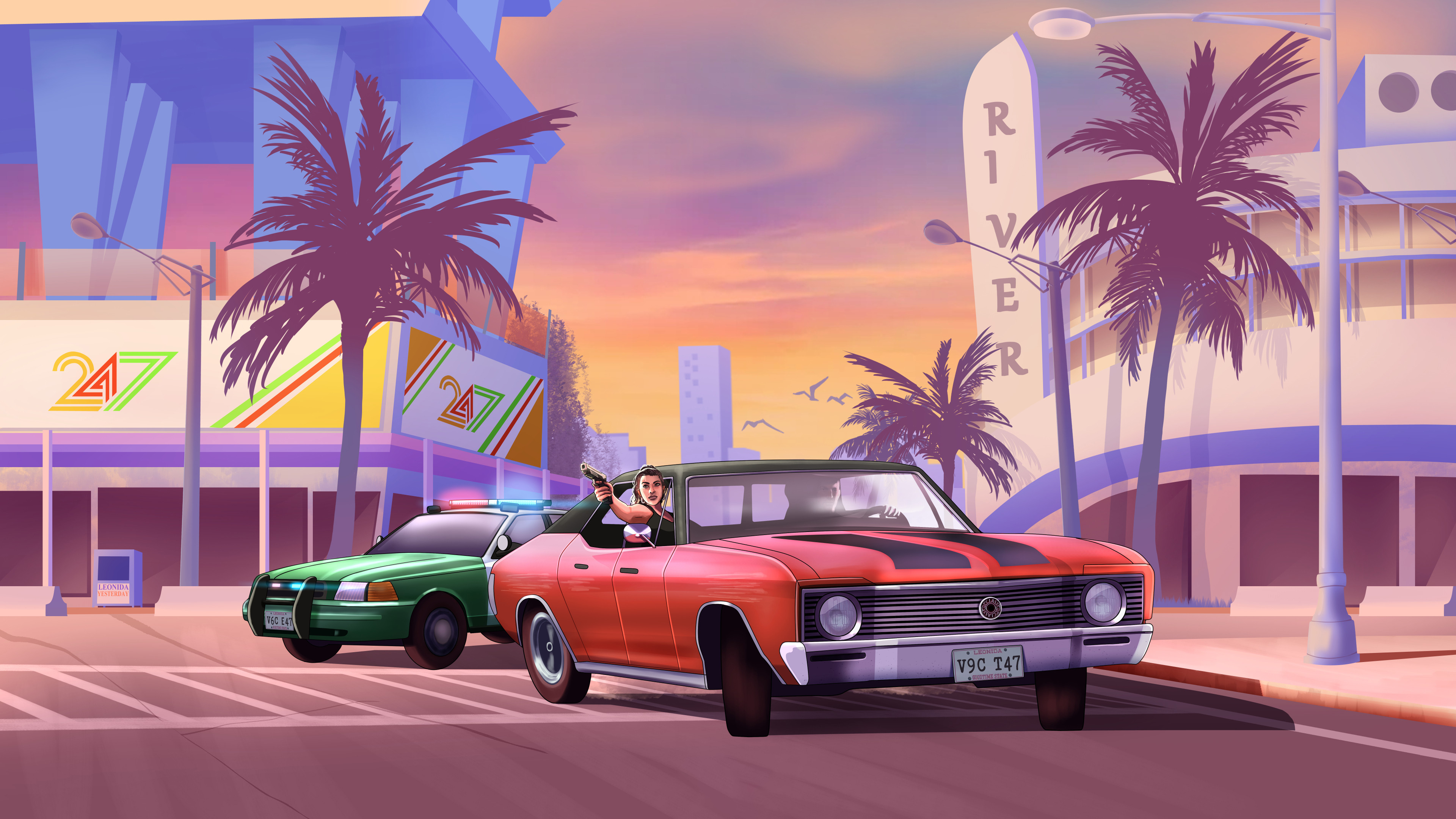 Gta 6 Car Chase Miami Wallpaper,HD Games Wallpapers,4k Wallpapers ...