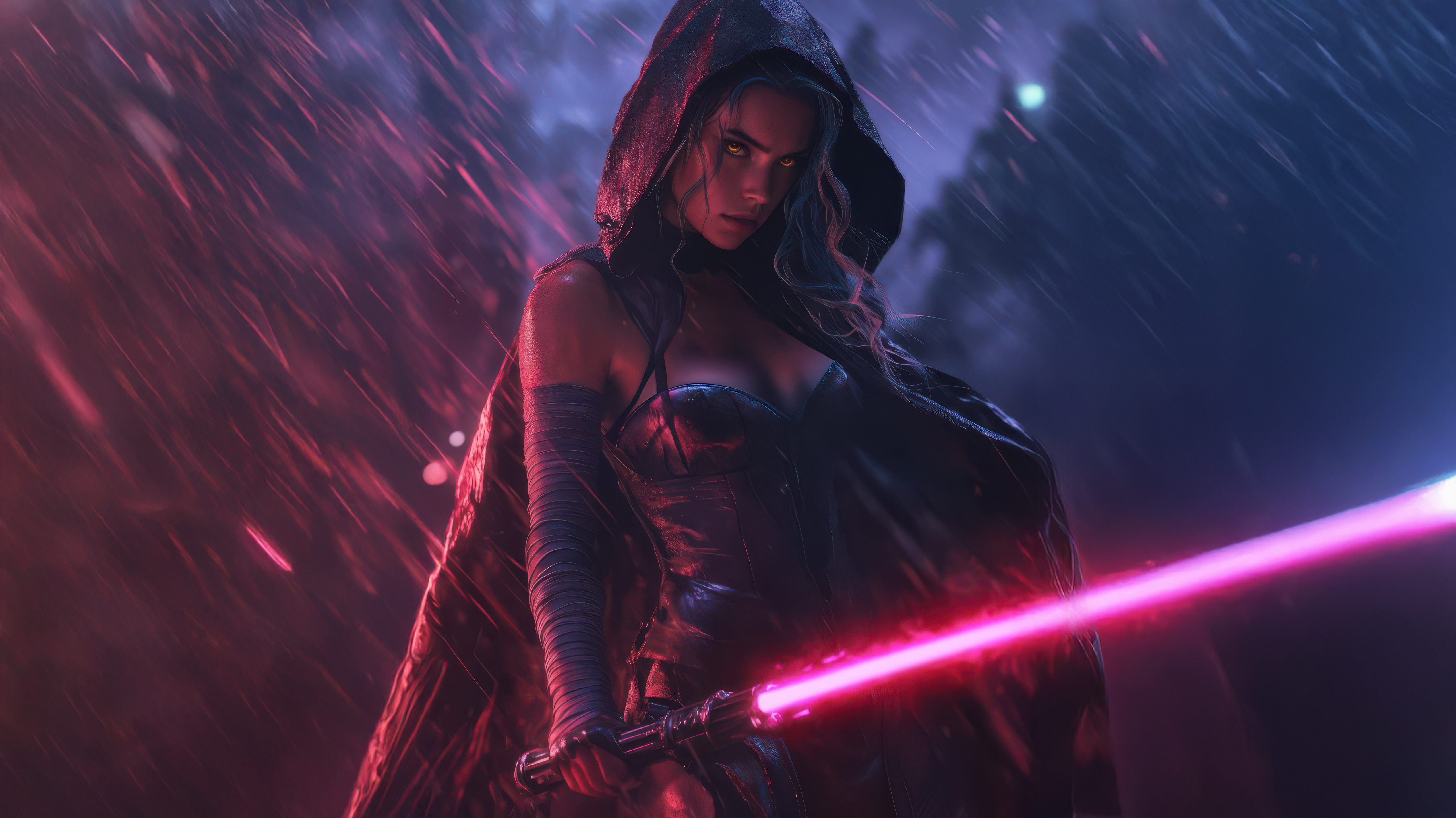 Hooded Sith Lord With Red Lightsaber Wallpaper,HD Artist Wallpapers,4k Wallpapers,Images ...