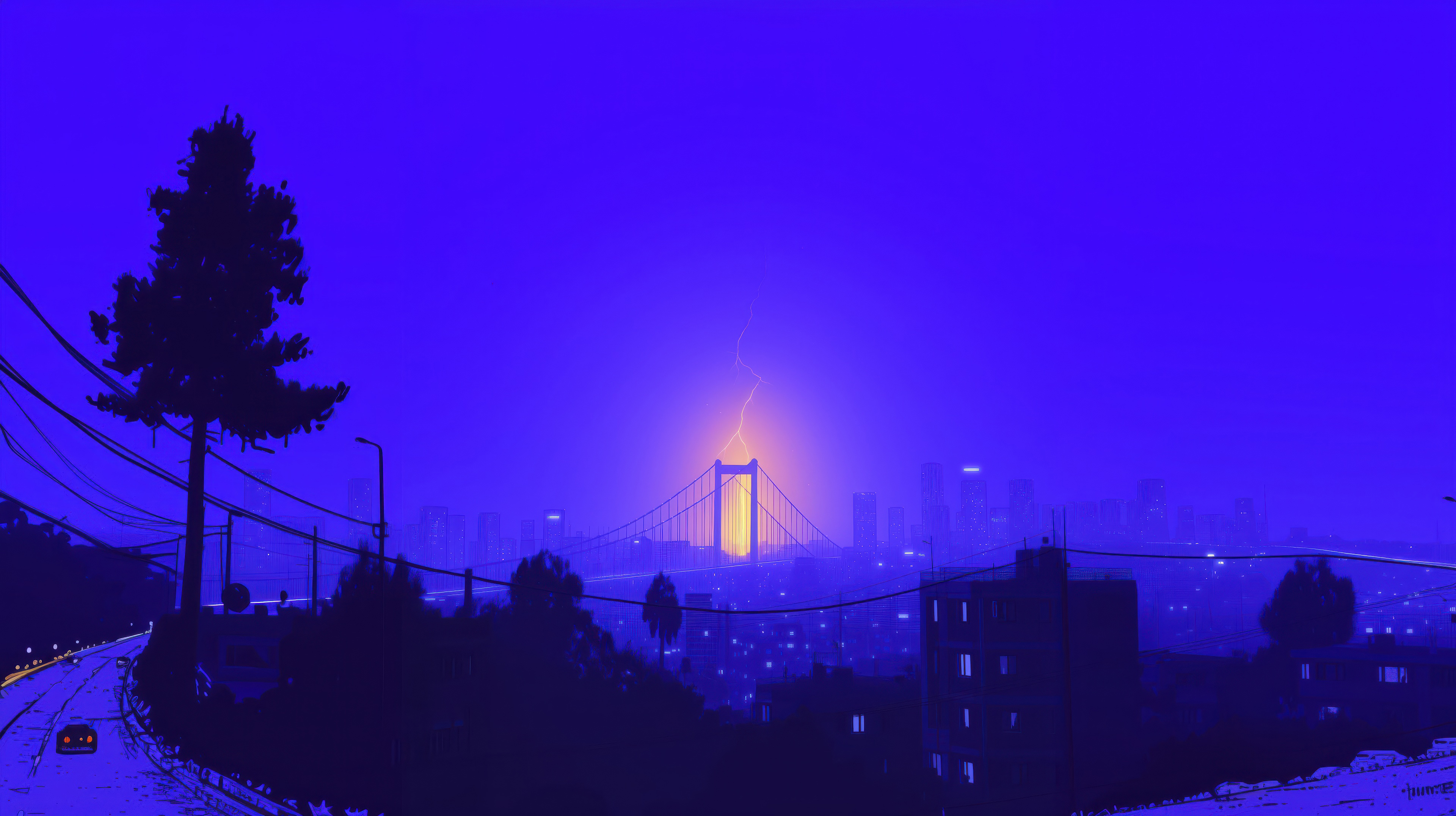 3840x2160 Lightning Strike Over Bridge 4K ,HD 4k Wallpapers,Images ...