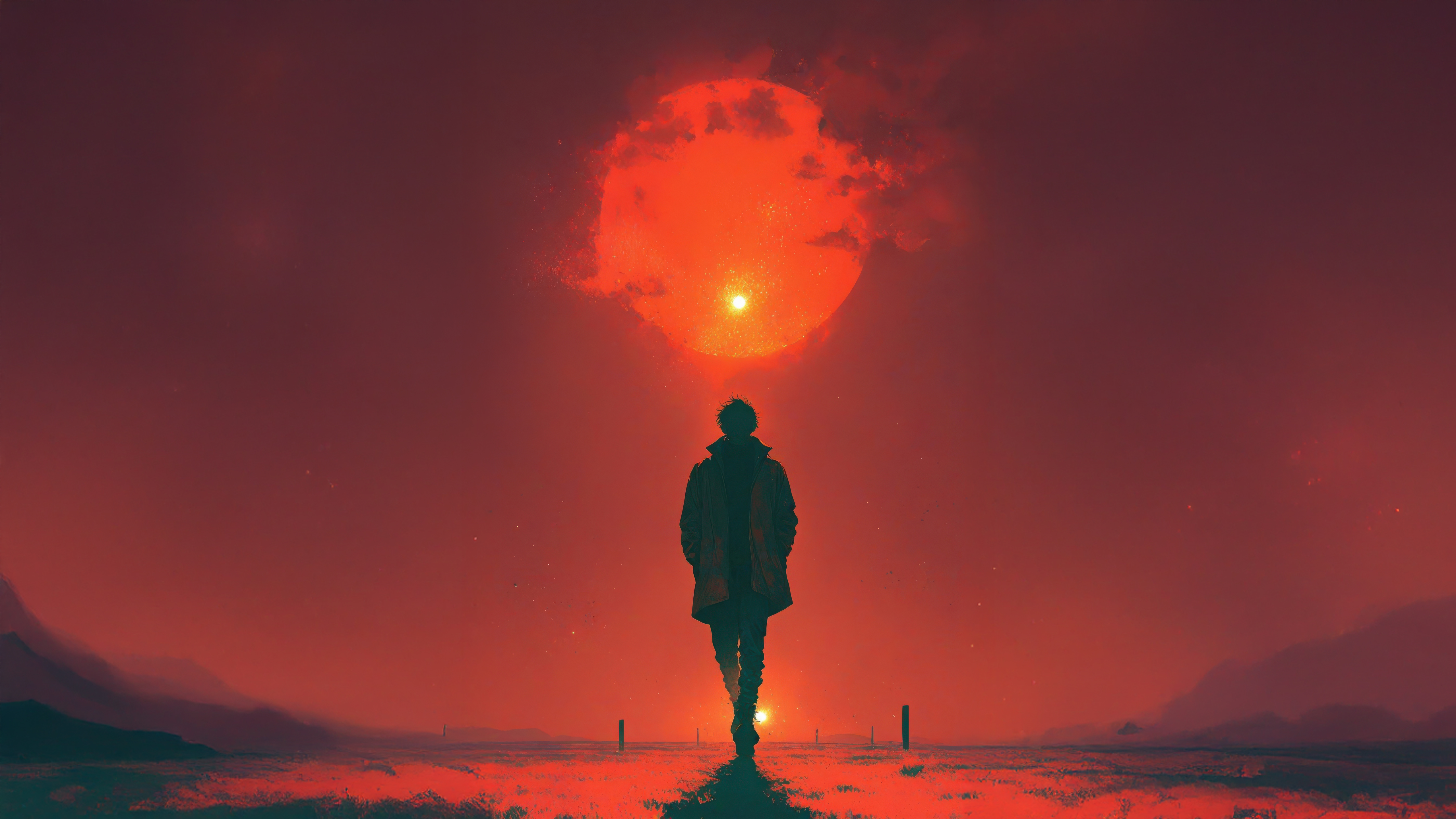 Man Walking Alone Red Horizon Wallpaper,HD Artist Wallpapers,4k ...