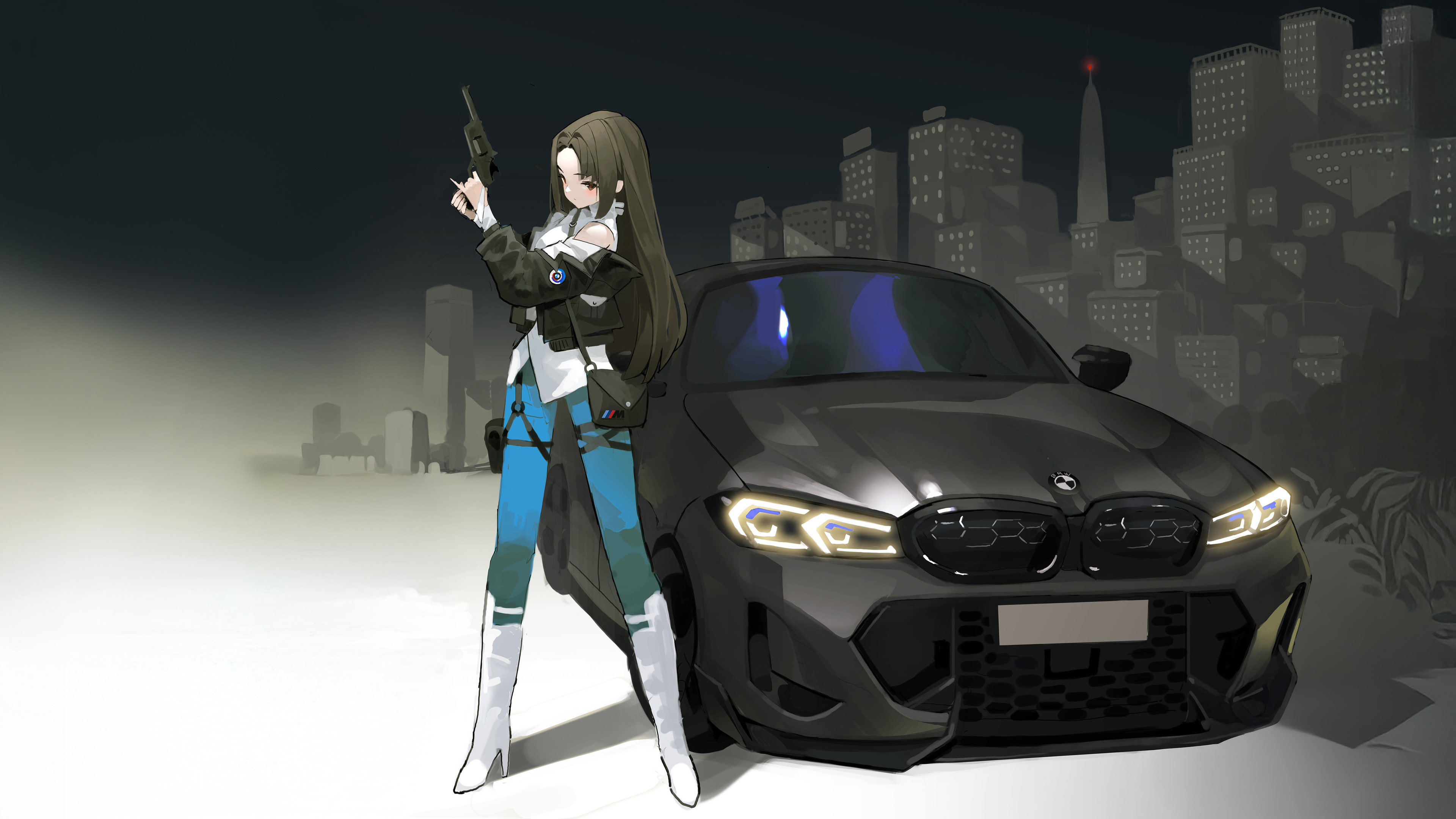 3840x2160 Modern Anime Girl With Bmw Supercar 4K ,HD 4k Wallpapers ...