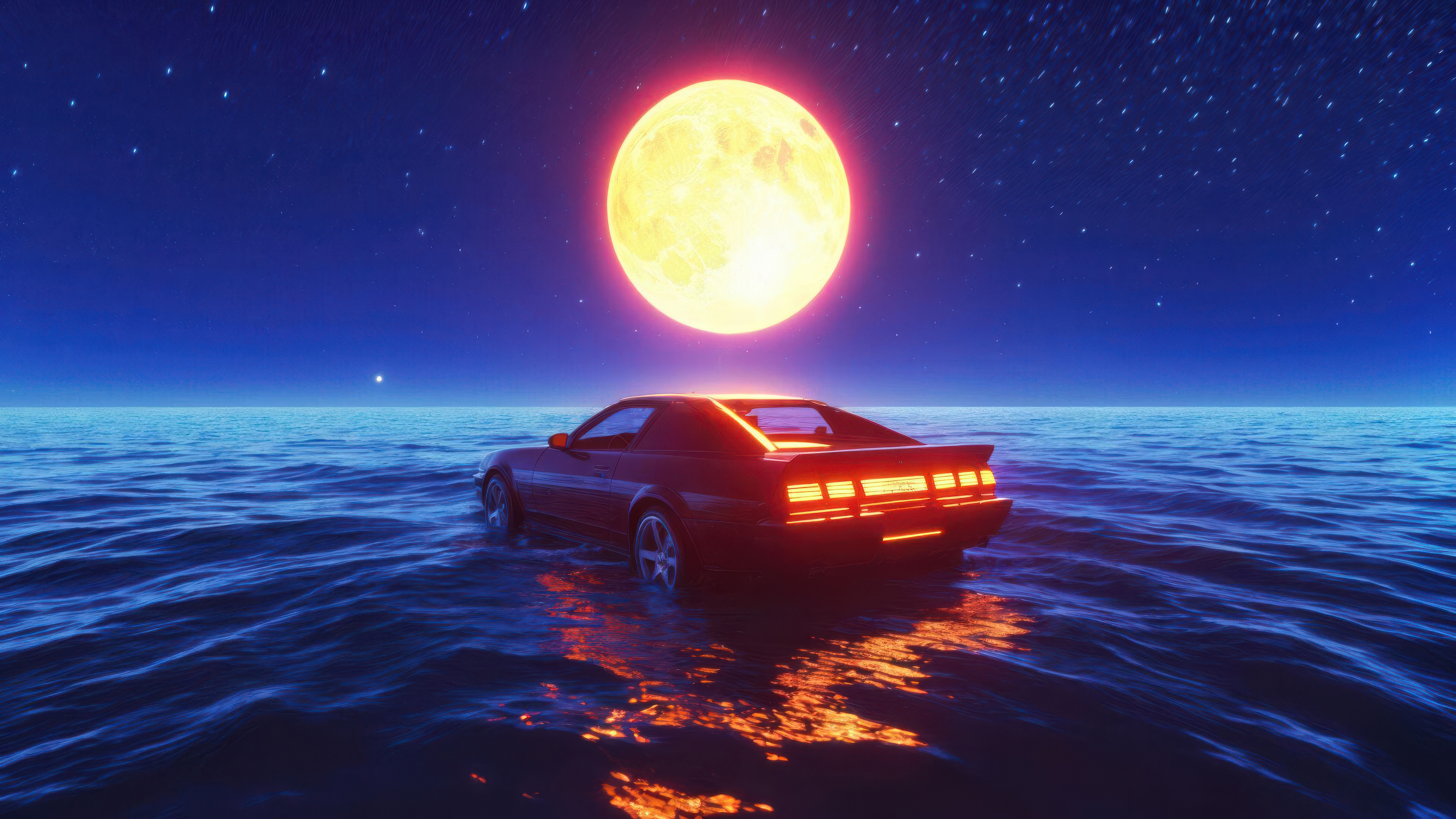 Moonlit Drive By The Ocean Wallpaper,HD Artist Wallpapers,4k Wallpapers ...